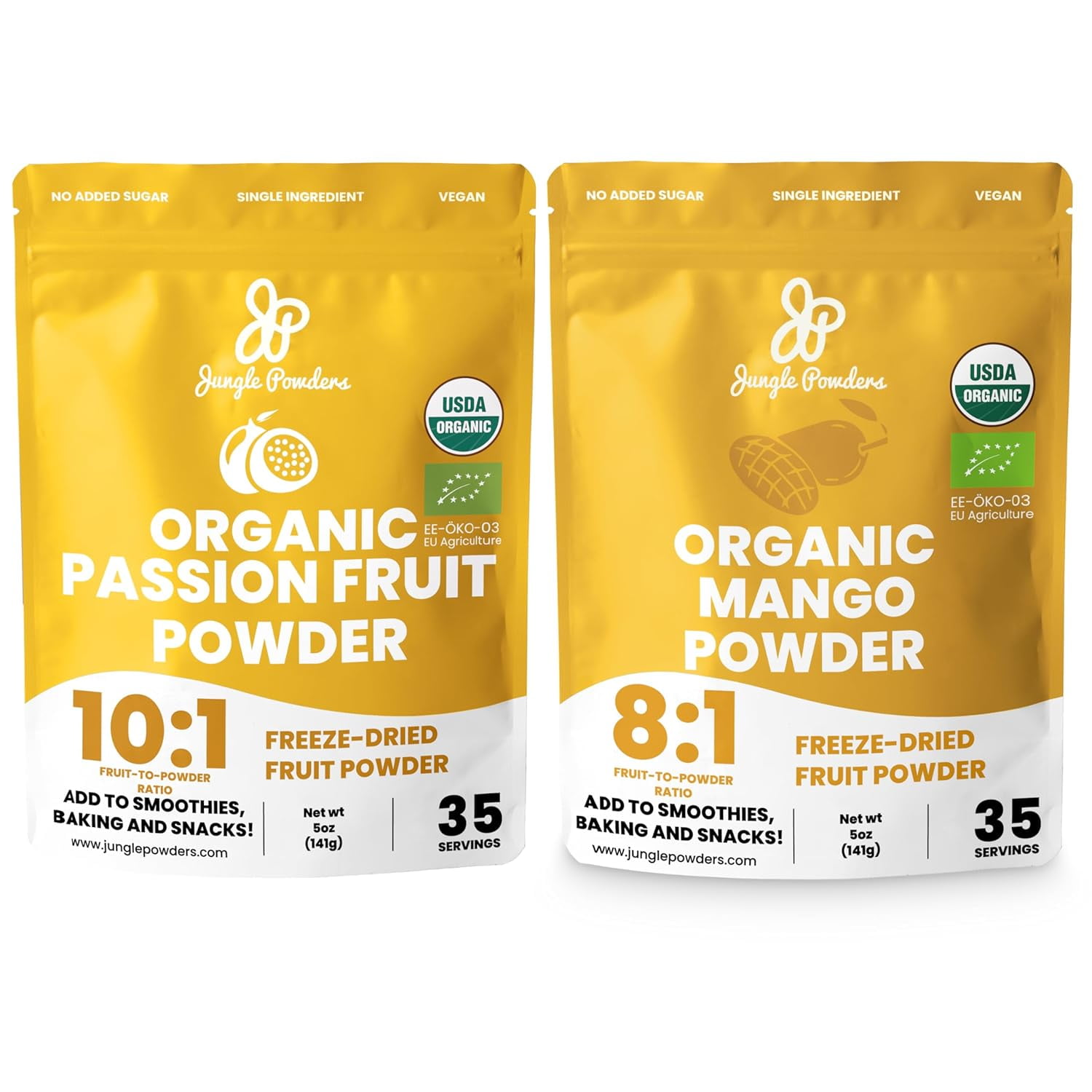 Organic Passion Fruit Powder 5oz & Organic Mango Powder 5oz Bundle ...