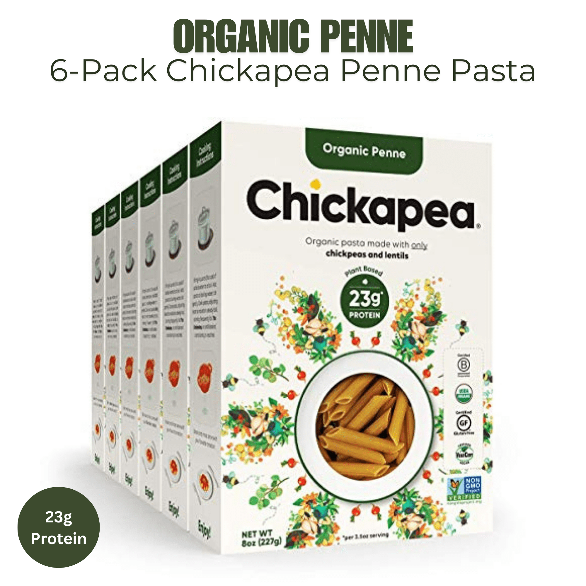 Organic Penne Chickpea and Lentil Penne Pasta, Case of 6, 8 oz ...