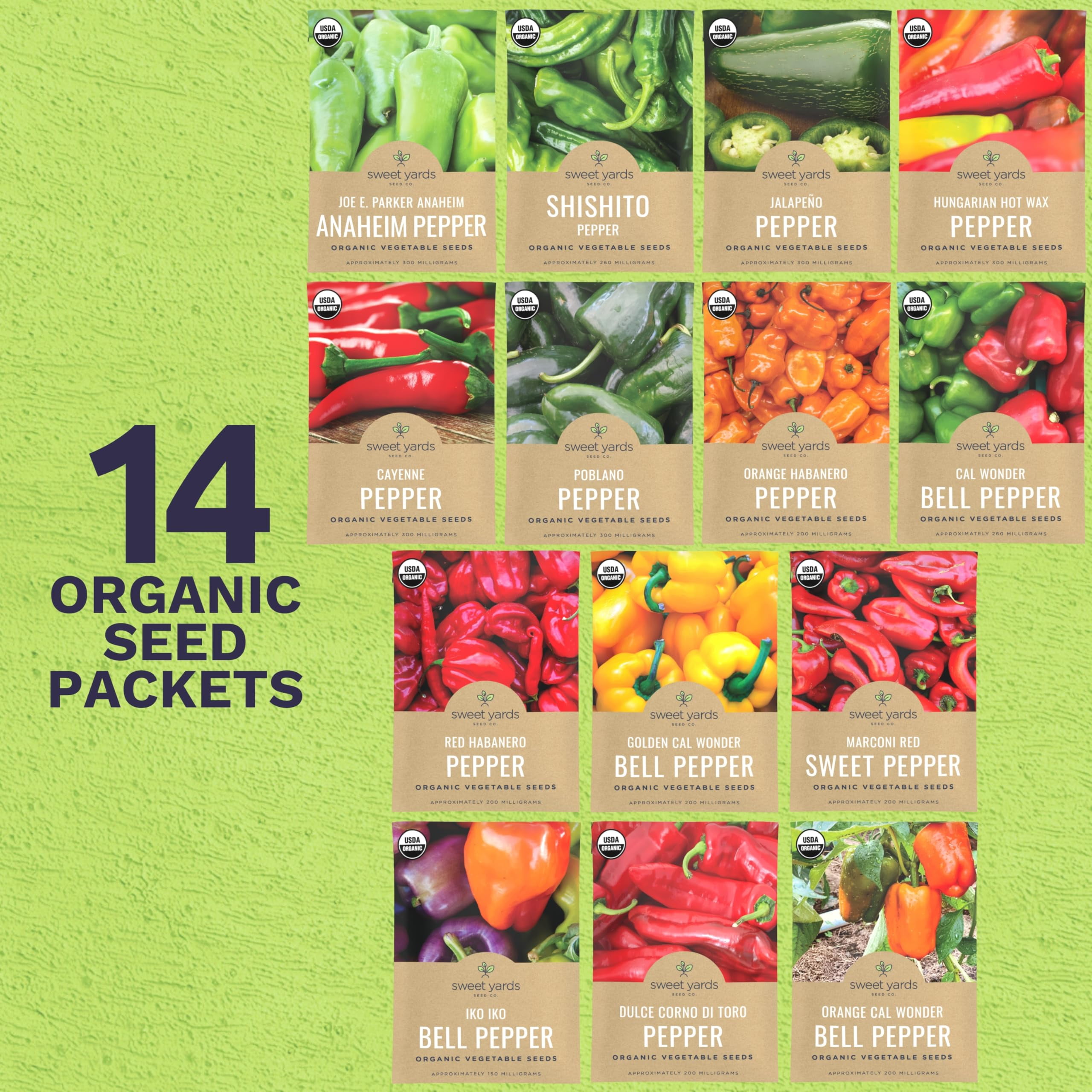 Organic Pepper Seeds AJH3 (Sweet and Hot) Variety Pack - Individual ...