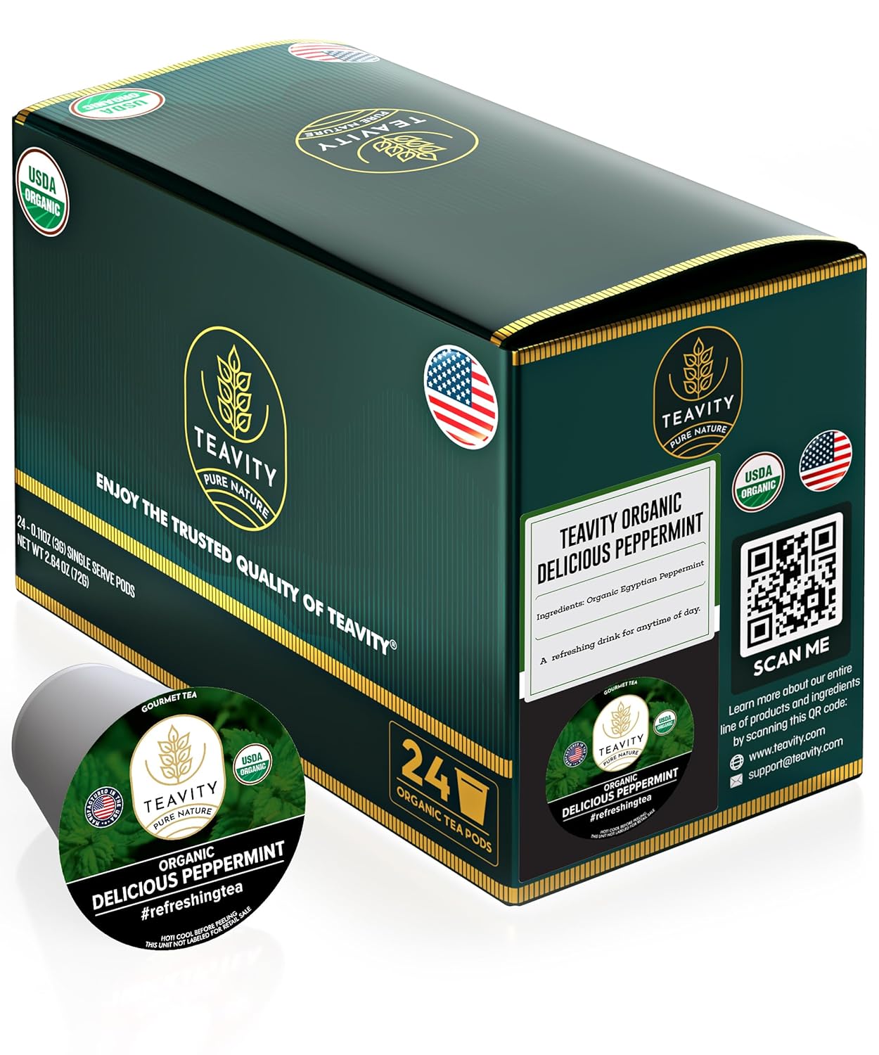 Organic Peppermint Tea Pods for - Decaf Tea - by (24 Tea Pods ...