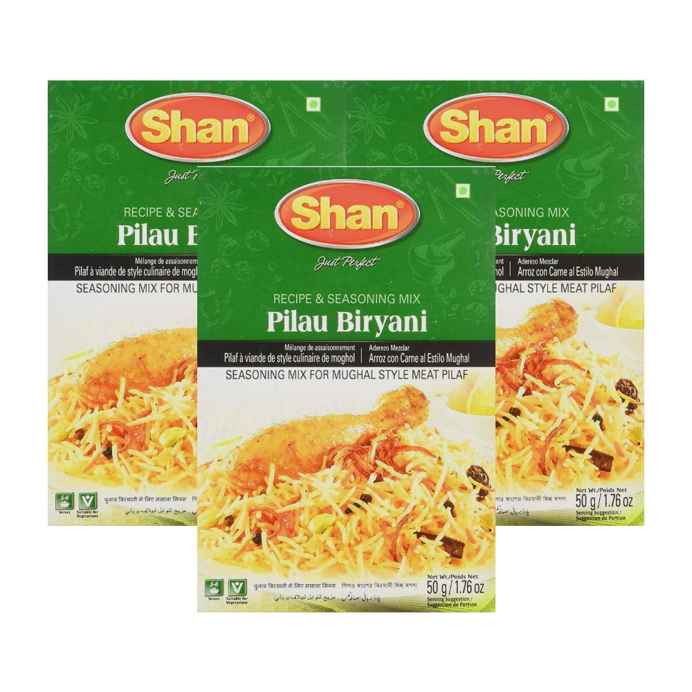 Organic Pilau Biryani Masala Powder By Shan 50gm, 1.7 Ounce | Pack Of 3 ...
