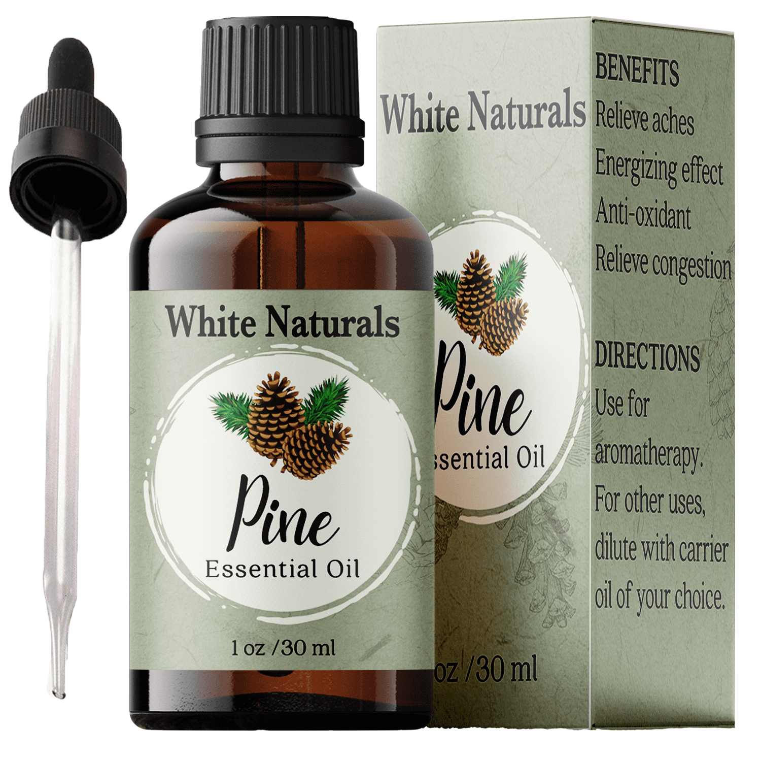 White Naturals Organic Pine Essential Oil, Therapeutic Grade, Pure ...
