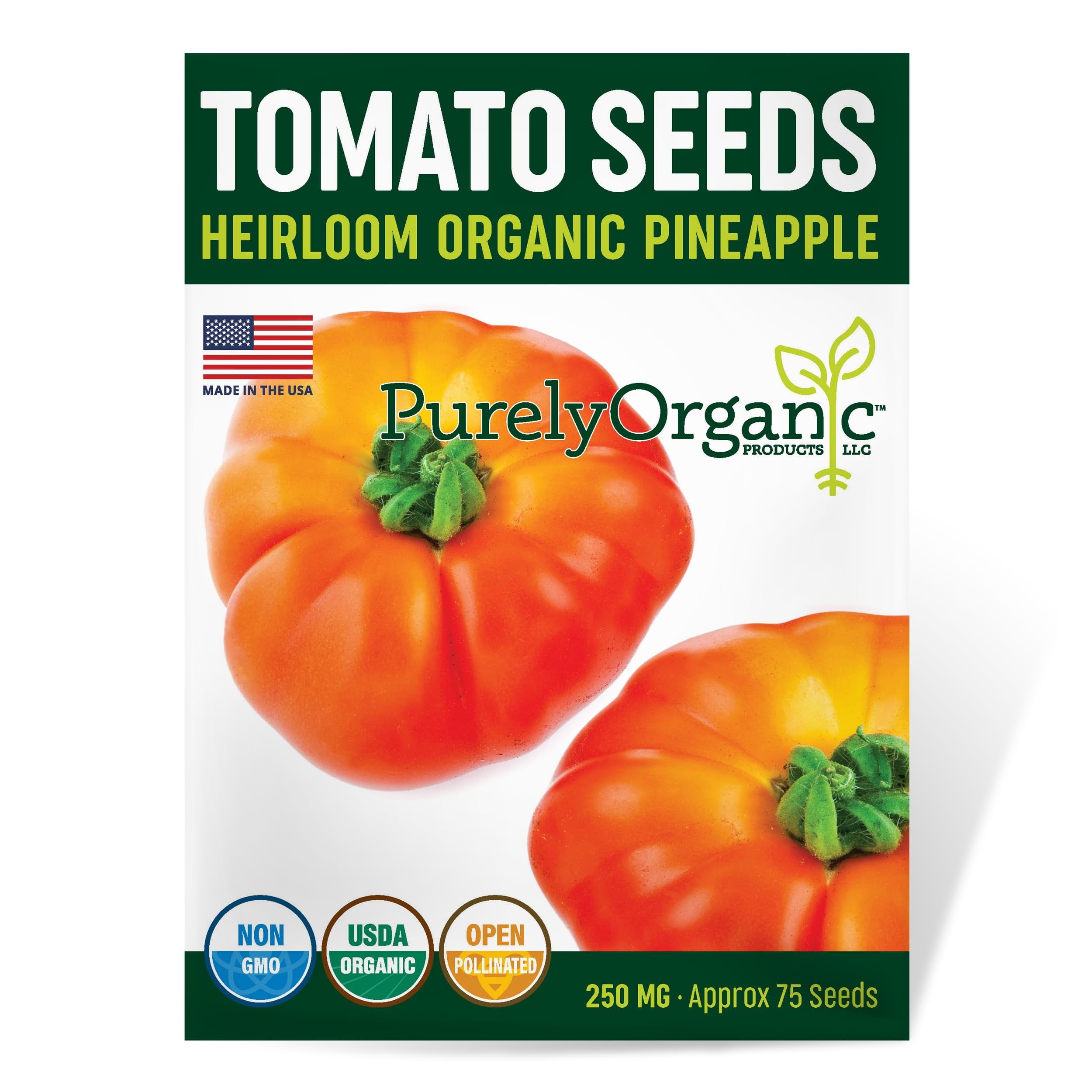 Organic Pineapple Tomato TWE5 Seeds - USDA Organic, Non-GMO, Open Pollinated, Heirloom, USA ...