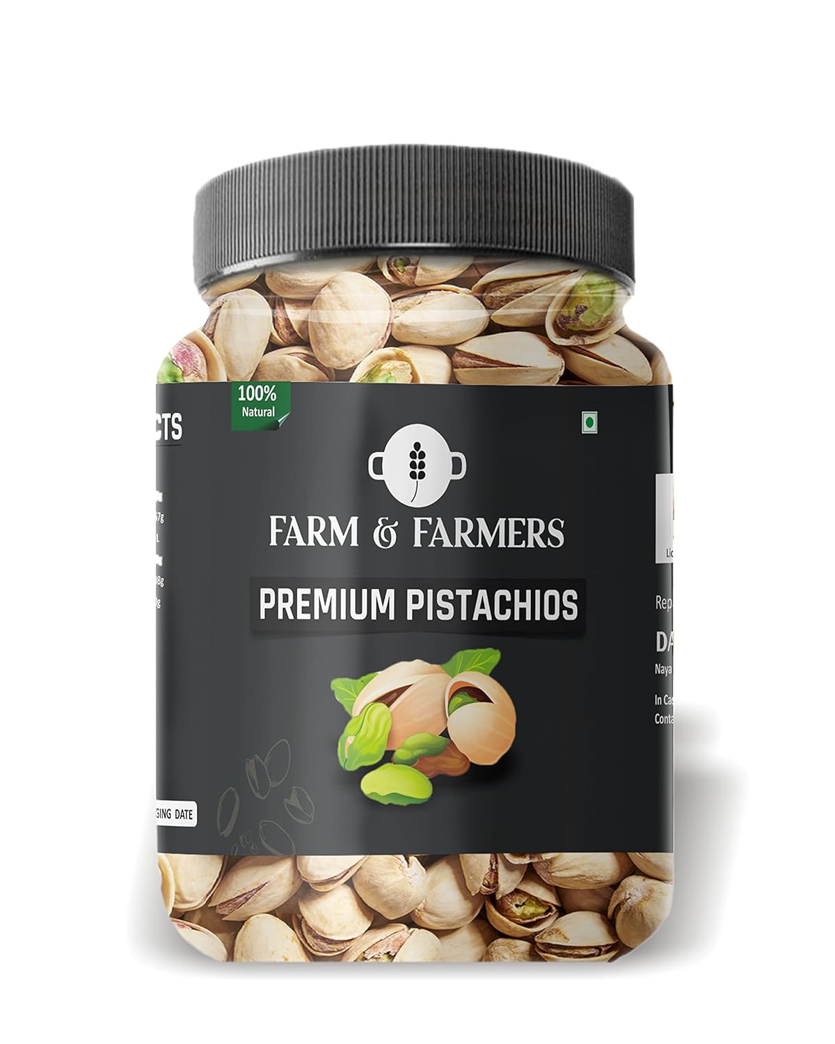 Organic Pistachios With Shell By Farm & Farmers 250gm, | Rich In Fiber & Protein Healthy Snack ...
