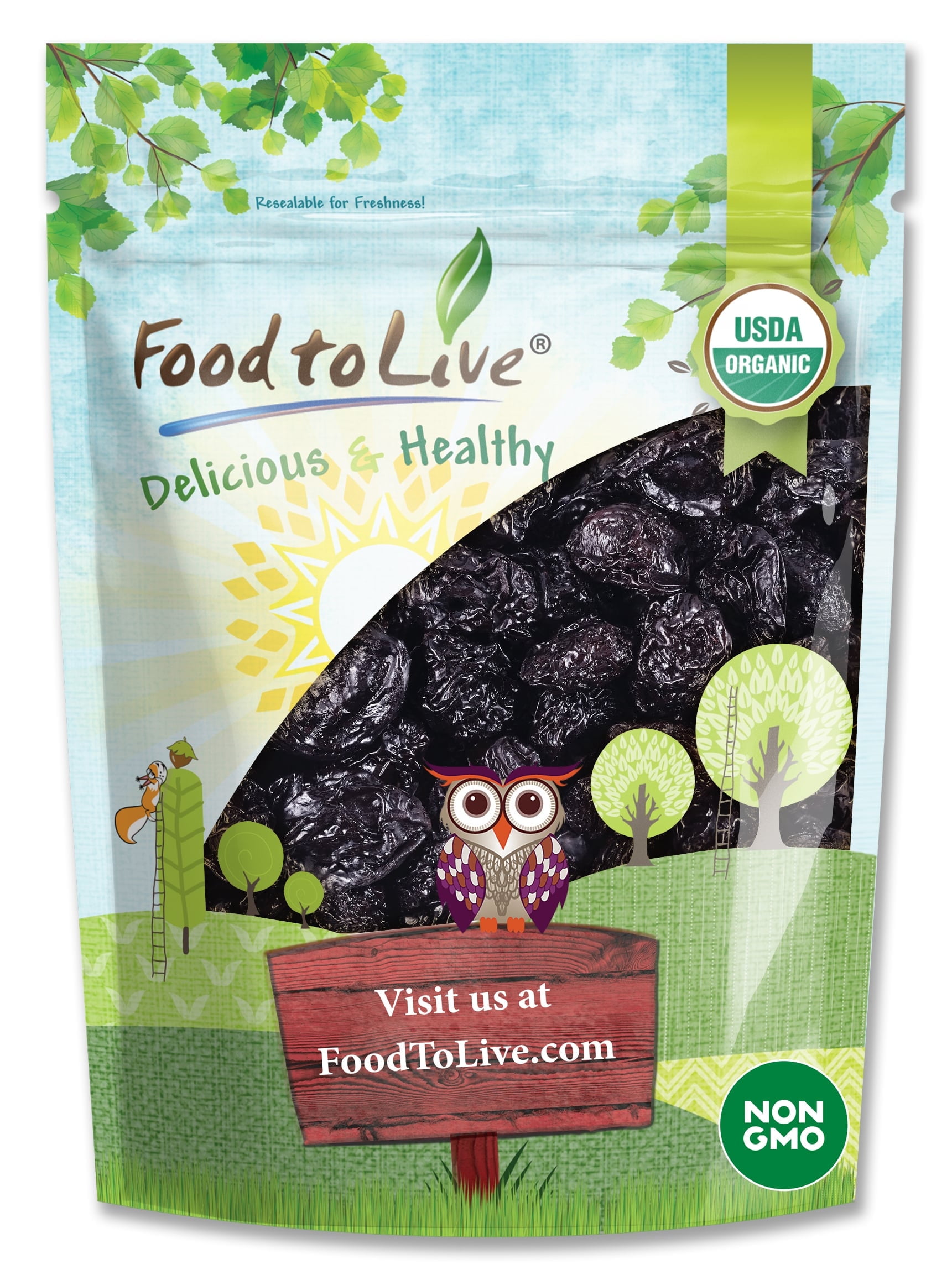 Food to Live, Organic Pitted Prunes, 0.5 Pounds, Kosher Vegan - Walmart.com