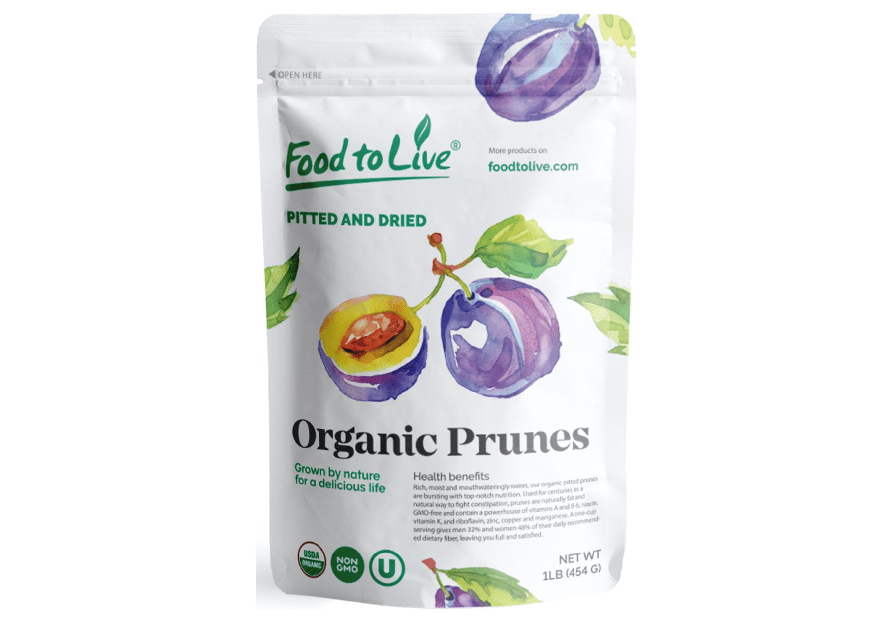 Food to Live Organic Pitted Prunes, 1 Pound, Non-GMO, Kosher, Vegan ...