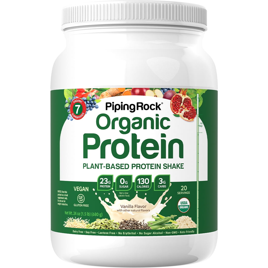 Piping Rock, Plant Based Protein Powder, Vanilla Flavor, 1.5 lb, Vegan ...