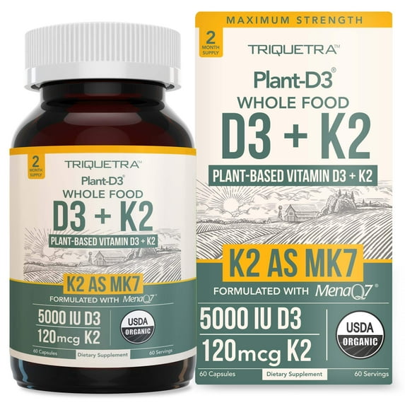 Organic Plant-D3 + K2 5000 IU Capsules - Walmart.com
