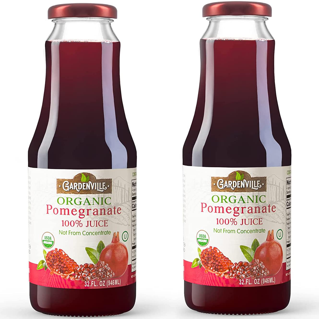 Organic Pomegranate Juice (Pack of 2), USDA Organic, No Added Sugar, U ...