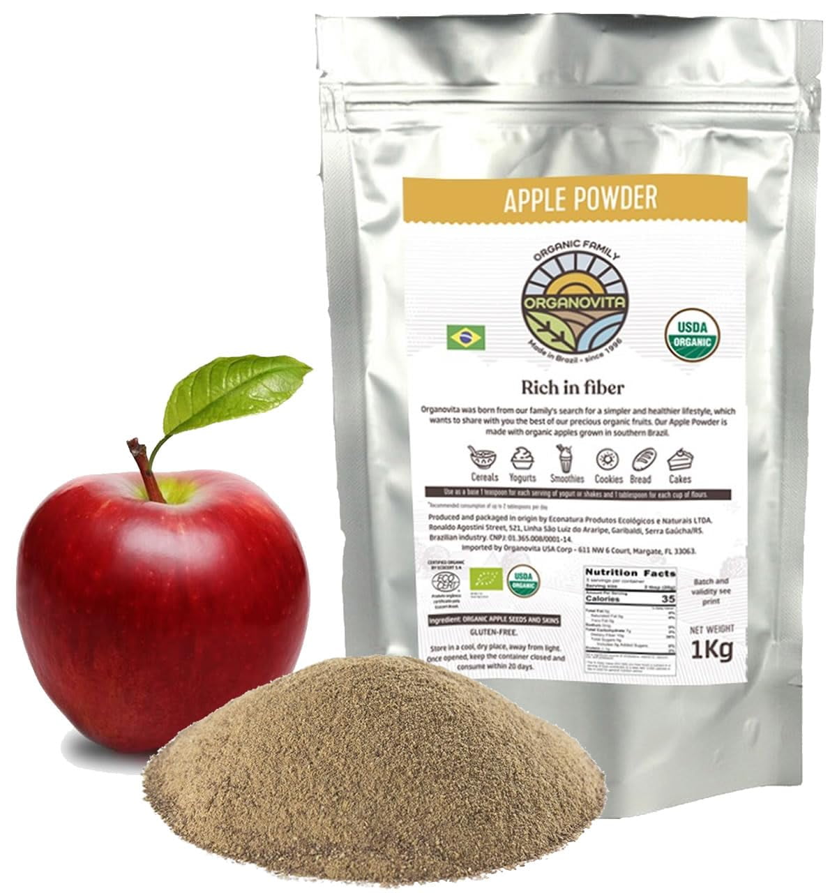 Organic Powder - Blend in Smoothies, Cakes, High Fiber Content, Made w ...