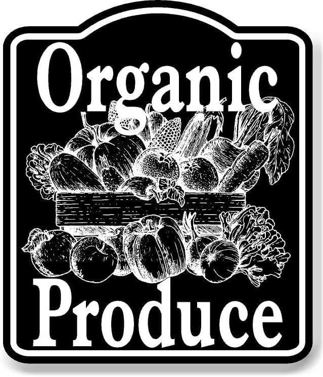 Organic Produce Fruit Vegetables BLACK Aluminum Composite Sign, 20"x24 ...
