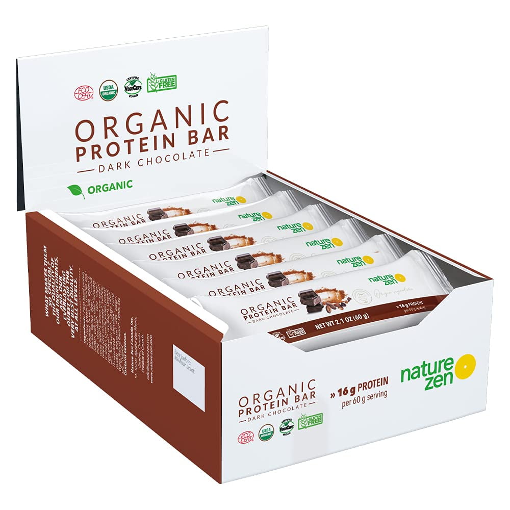 Organic Protein Bars from STF9 Nature Zen, Chocolate, High 16g protein ...