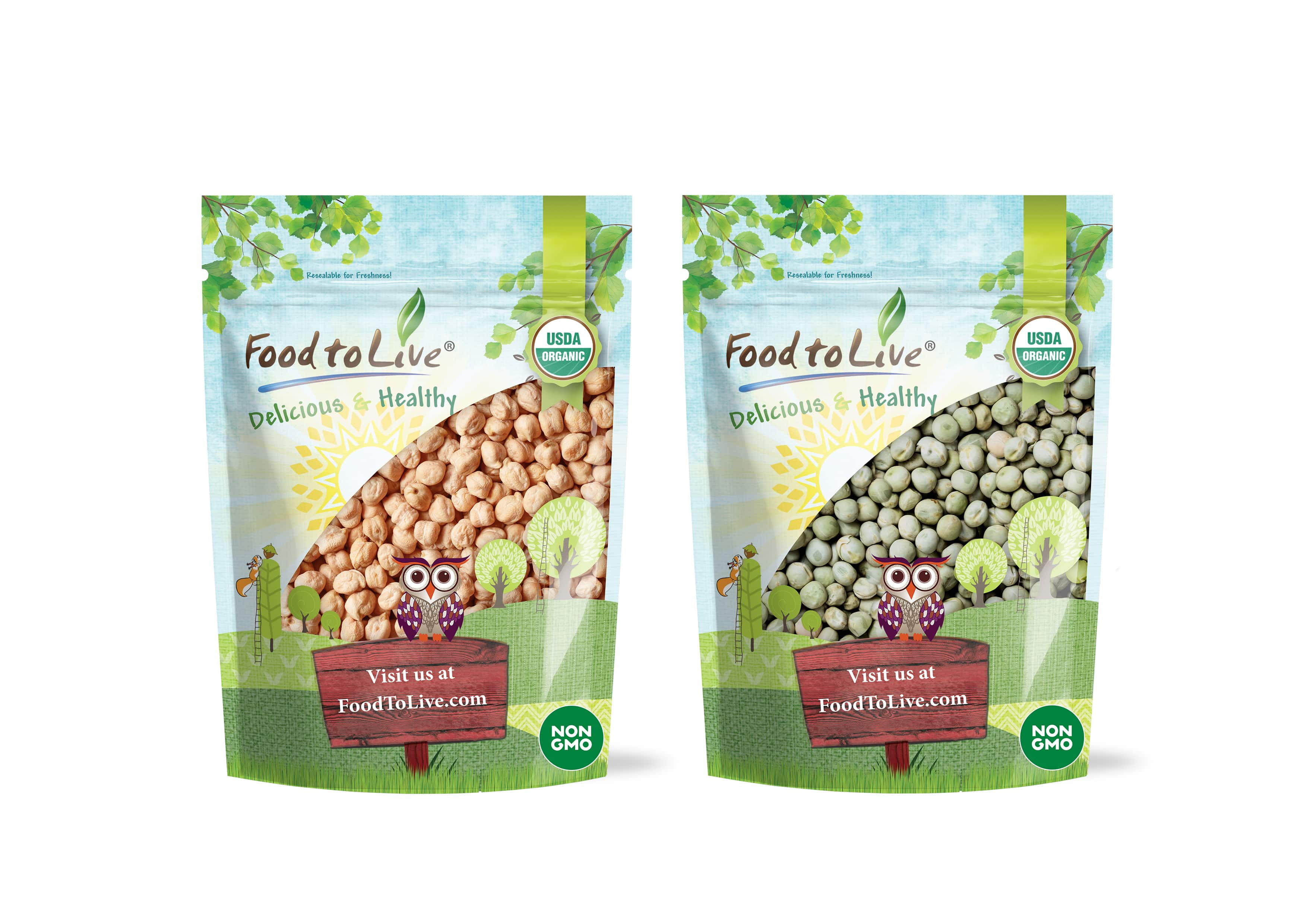 Organic Pulses Bundle, 2 Pack – Organic Chickpeas (5 LB), Organic Whole ...