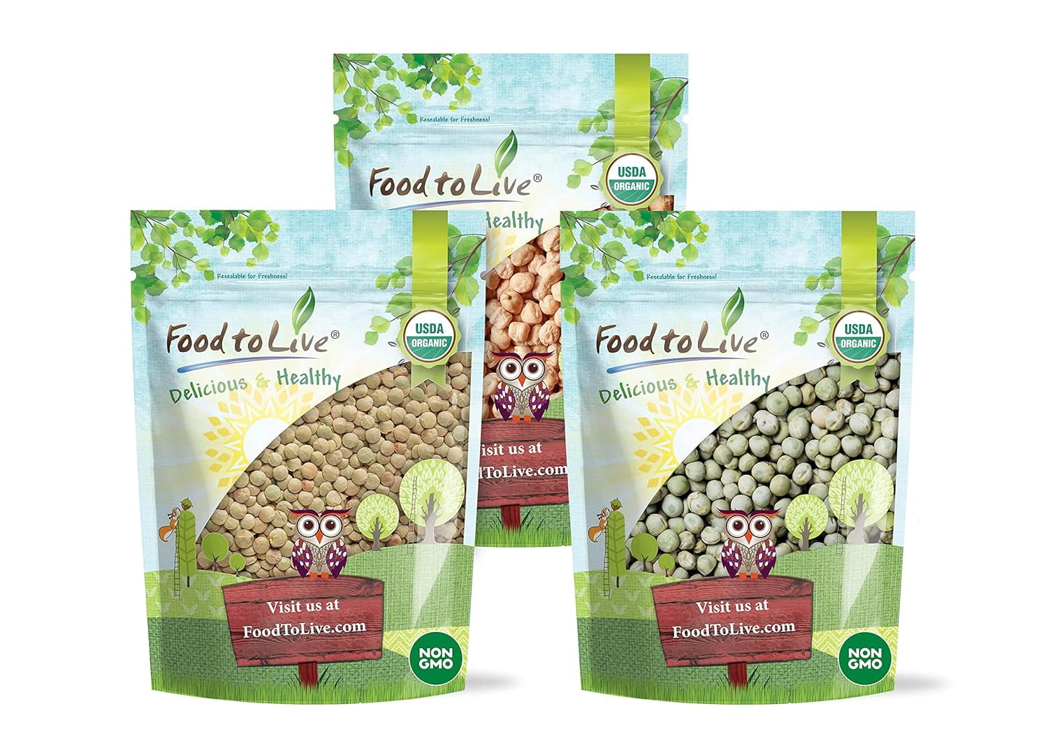 Free Shipping! Organic Pulses Bundle, 3 Pack ‚Äì Organic Whole Green ...