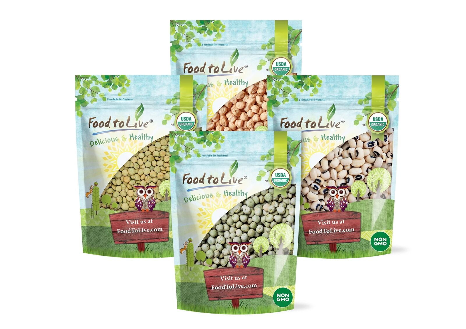 Organic Pulses Bundle, 4 Pack – Organic Whole Green Peas (5 LB ...