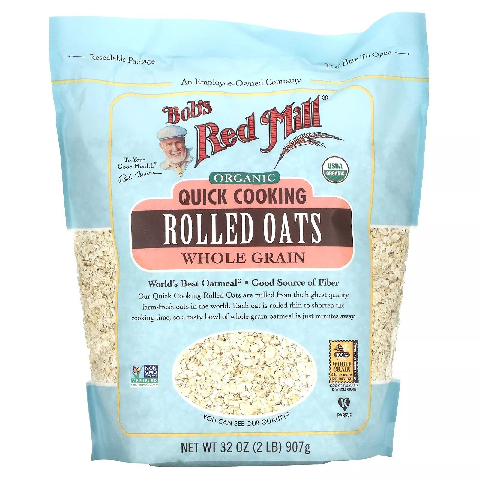 Organic Quick Cooking Rolled Oats, Whole Grain, 32 oz (907 g) – Healthy ...