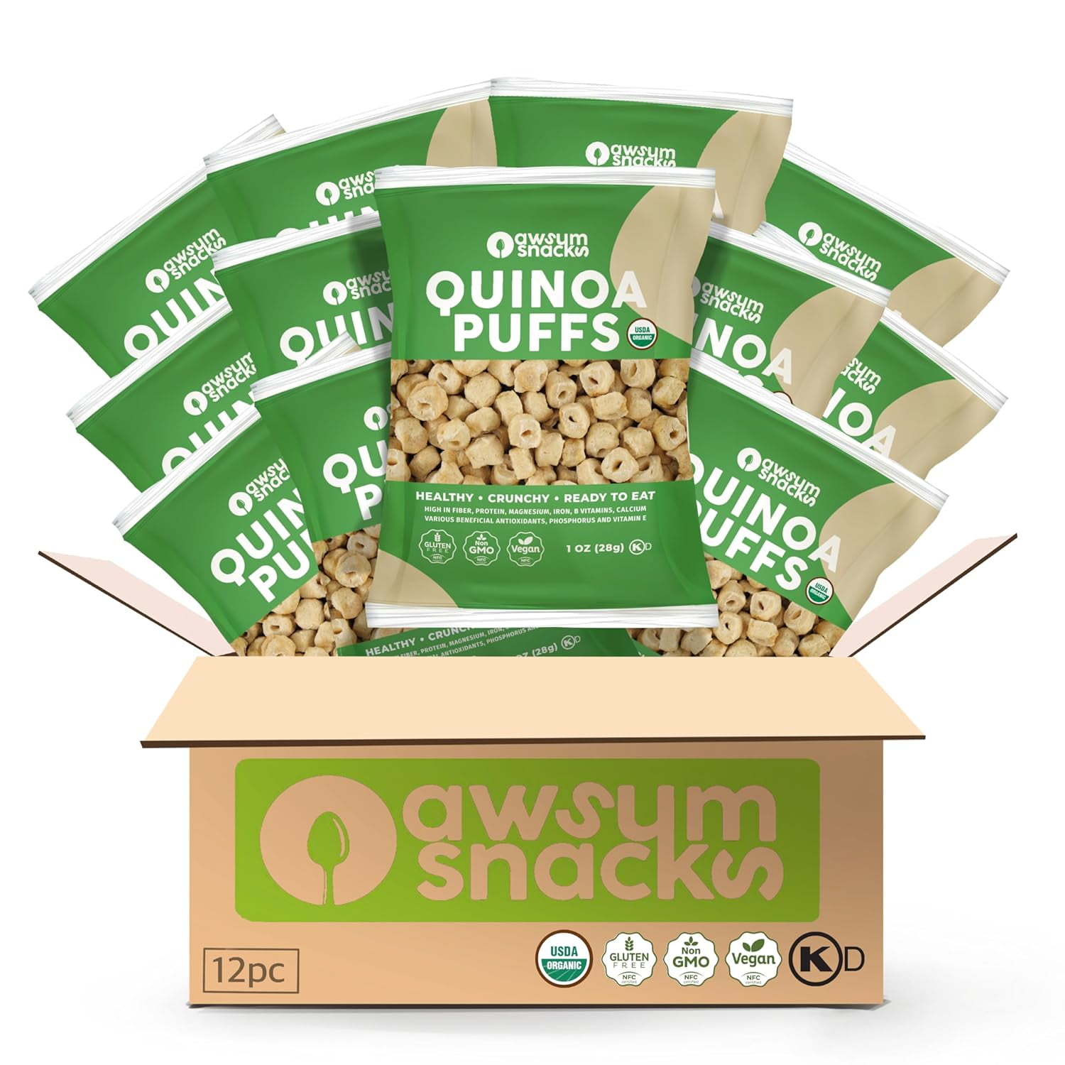 Organic Quinoa Puffs Healthy Snack - Nutritional Food - Plant-Based ...
