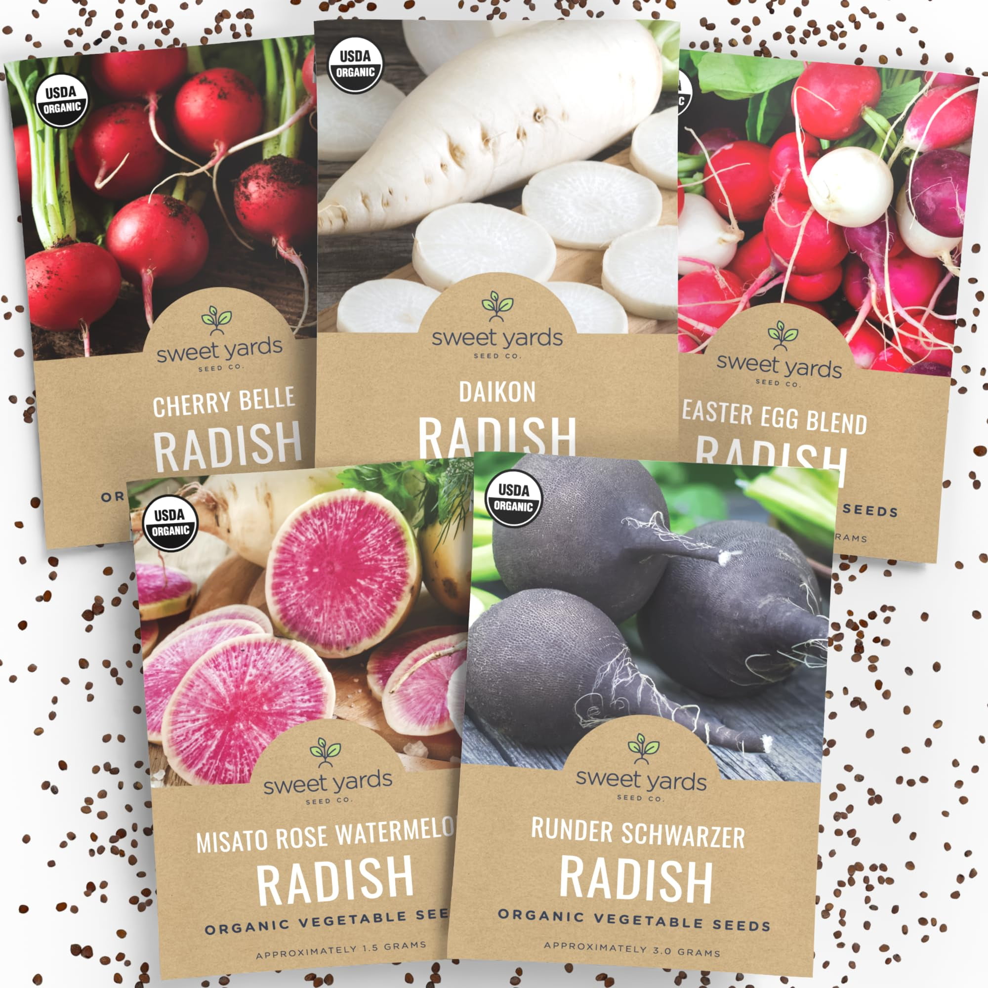 Organic Radish Seeds TWE5 Variety Pack - 5 Individual Packs - 2025 ...