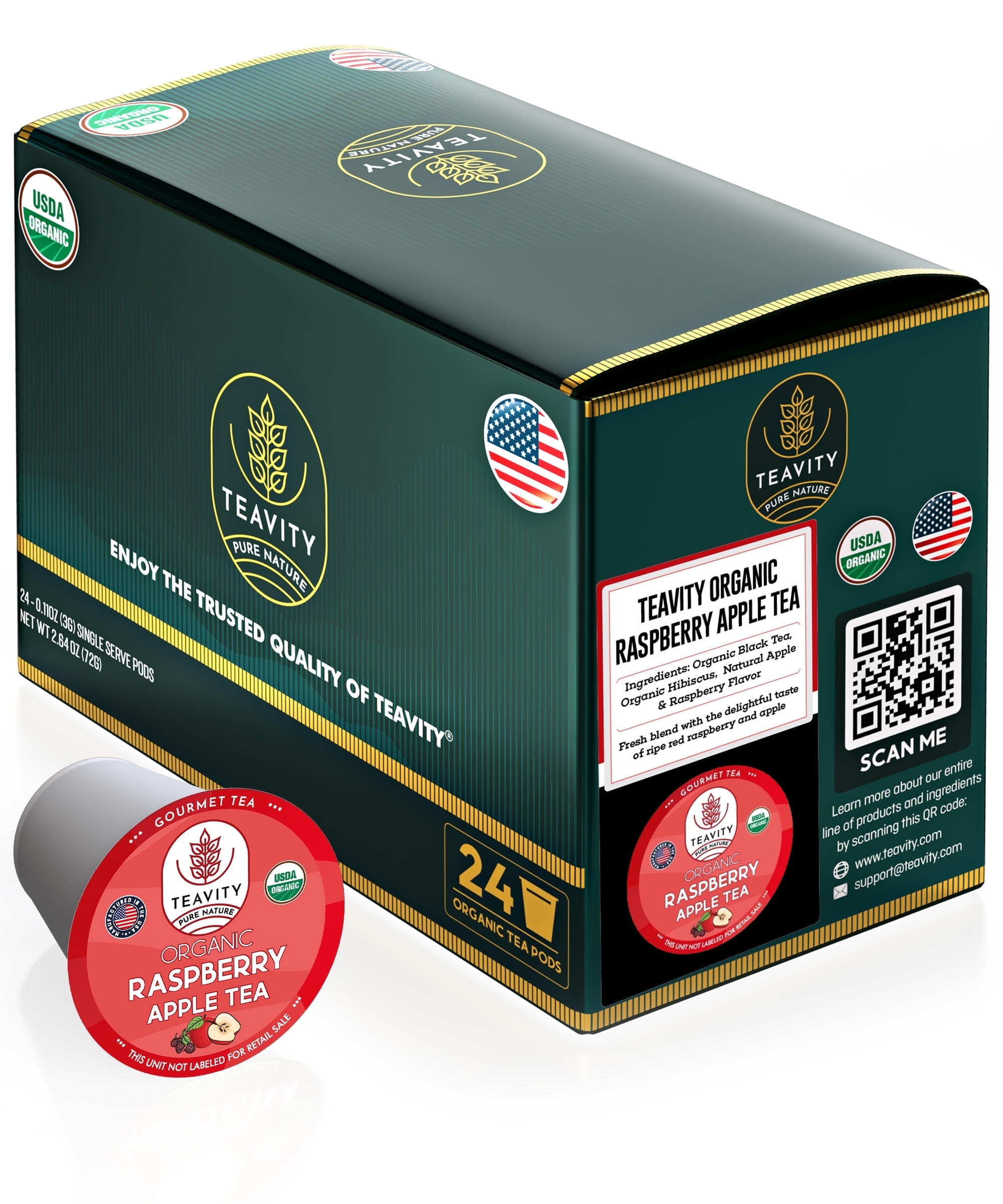 Organic Raspberry Apple Black Tea Pods for Keurig Brewers by Teavity ...