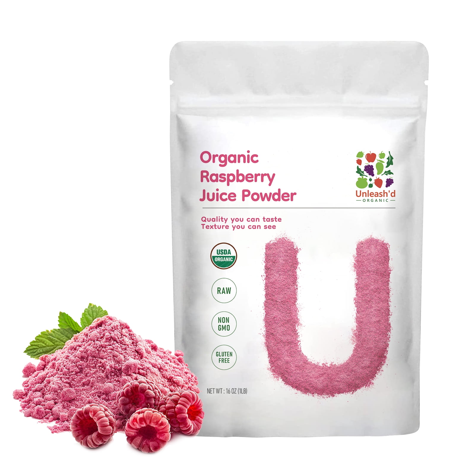 Organic Raspberry Juice Powder 16 oz - Unleash'd Organic 100% Pure ...