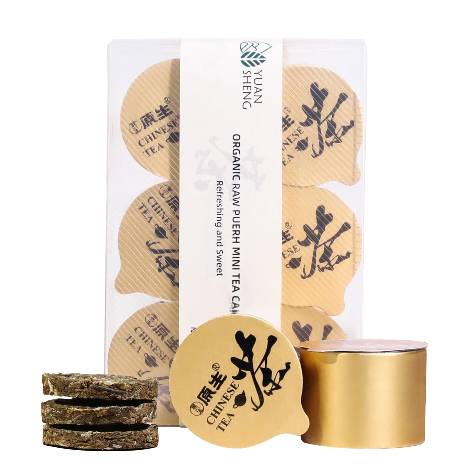 Organic Raw Pu-Erh Tea Grade Aa, 18 Count Organic Puerh Mini Cakes, 3 ...