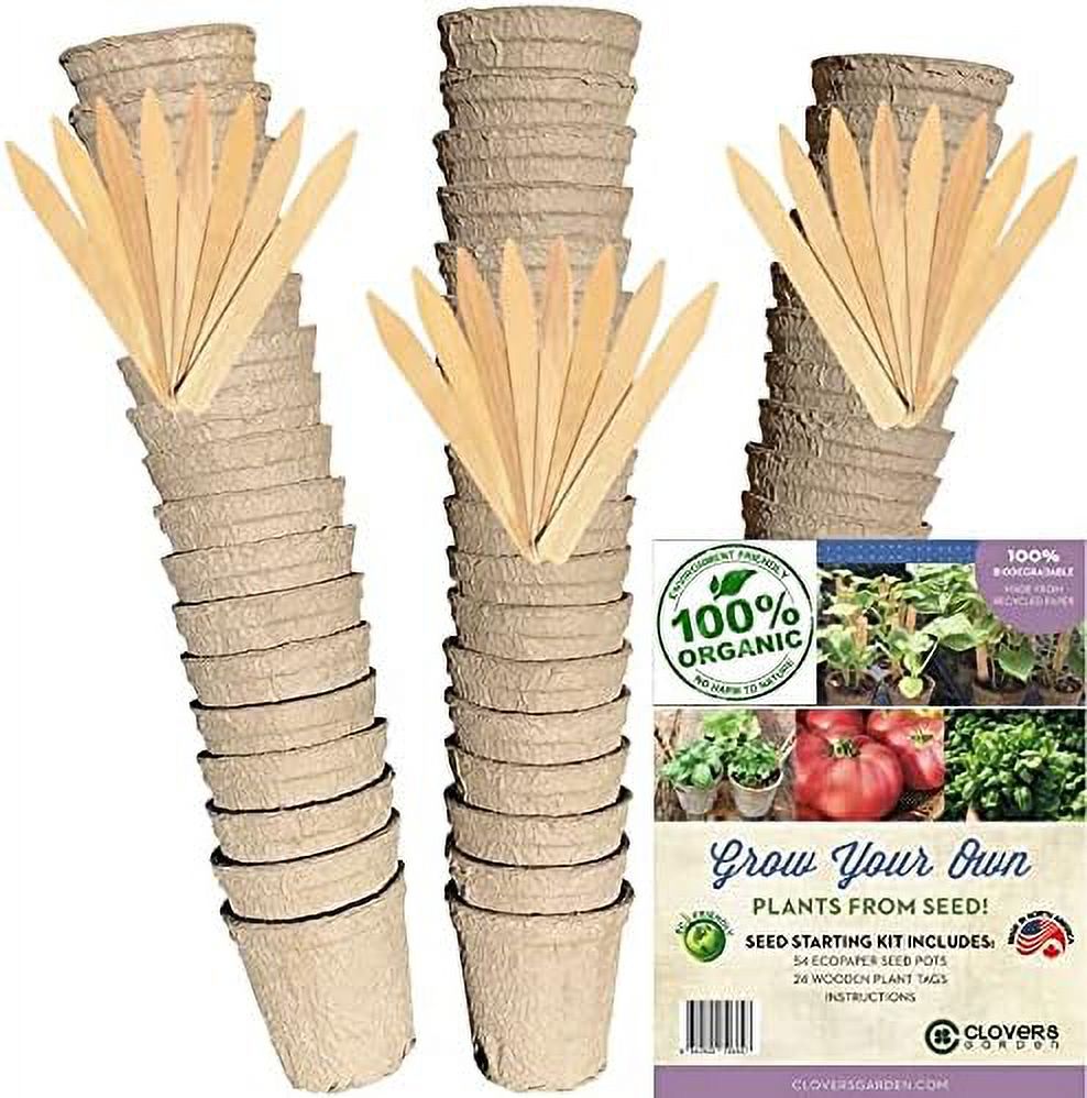 Organic Recycled Paper Seed Starter Pots - 100% Biodegradable Peat-Free ...