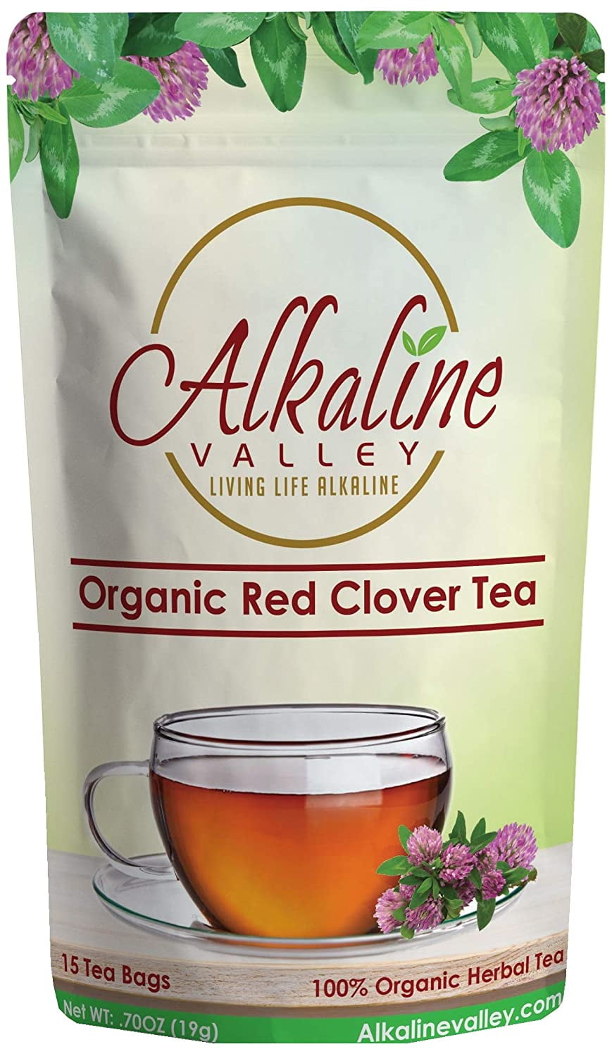 Organic Red Clover 100% Alkaline Tea Bags - 15 Unbleached & Chemical ...