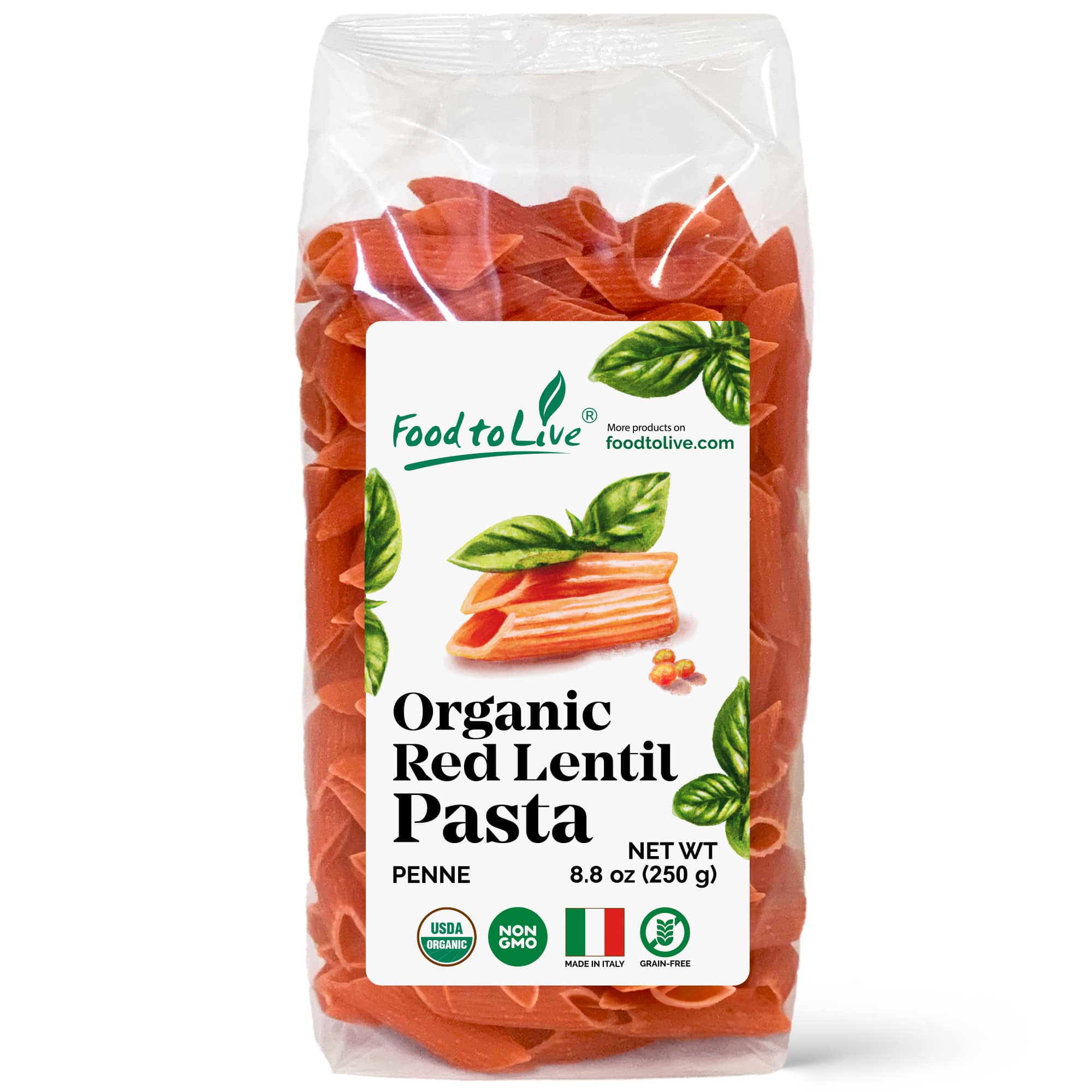 Organic Red Lentil Penne Pasta, 8.8 OZ (Pack of 1) – Non-GMO, Single ...