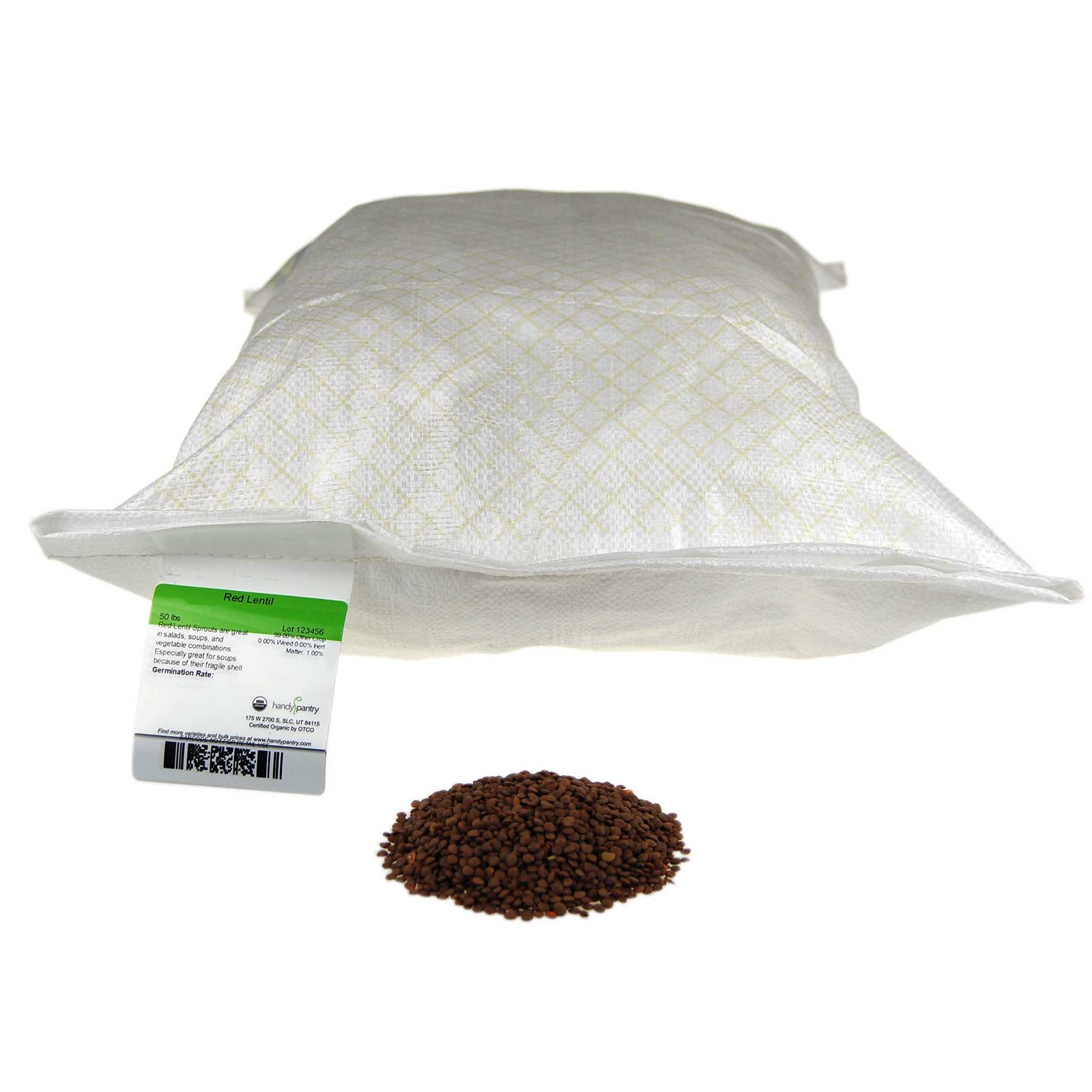 Organic Red Lentil Sprouting Seeds - 50 Lbs Bulk - Handy Pantry Brand ...