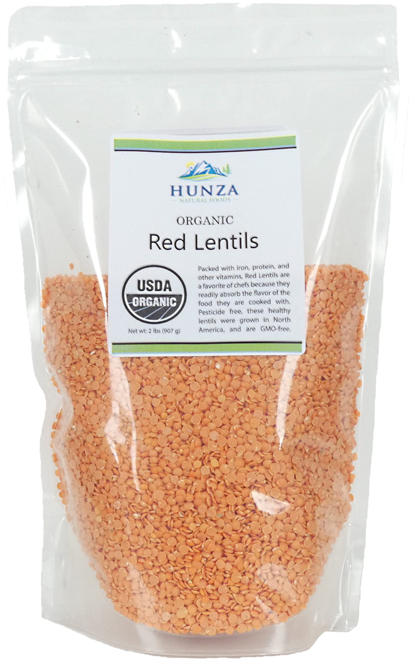 Organic Red Lentils - 2lbs (Hunza) - Walmart.com