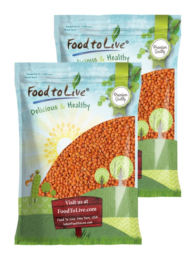 Organic Red Lentils (Football), 20 Pounds – Whole, Decorticated, High ...