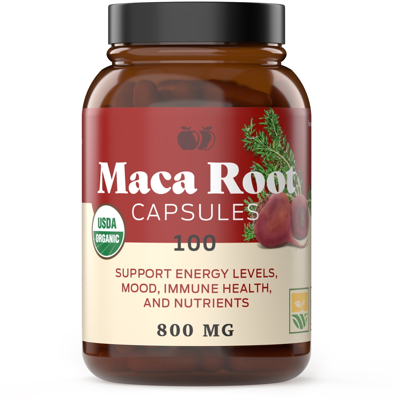 Organic Red Maca Root Capsules - 800mg, 100 Pills, Pure Red Raw Maca ...