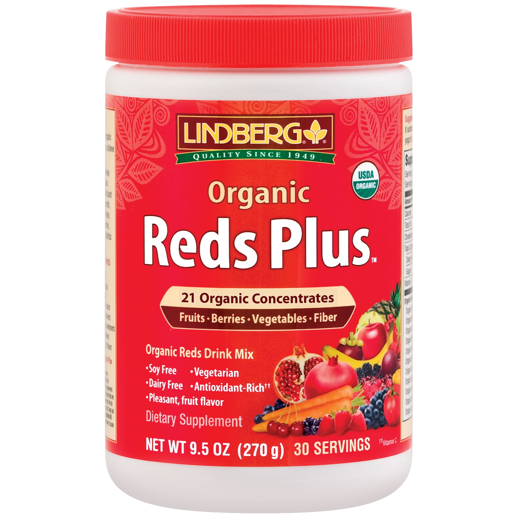 Lindberg Reds Powder, 9.5 oz, Fruits and Vegetables Blend Supplement ...