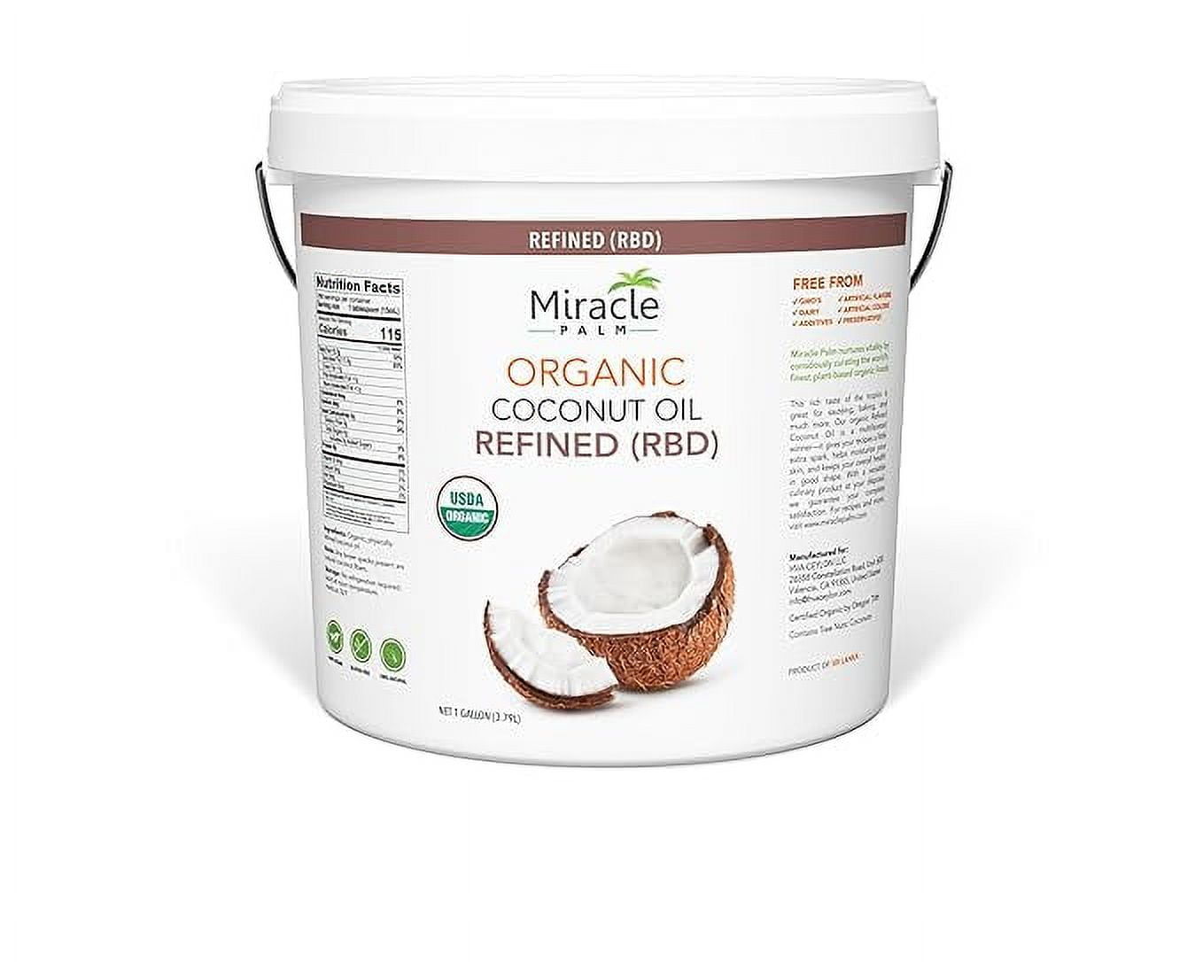 Organic Refined Coconut Oil (RBD) | Gallon Pail | by Miracle Palm ...