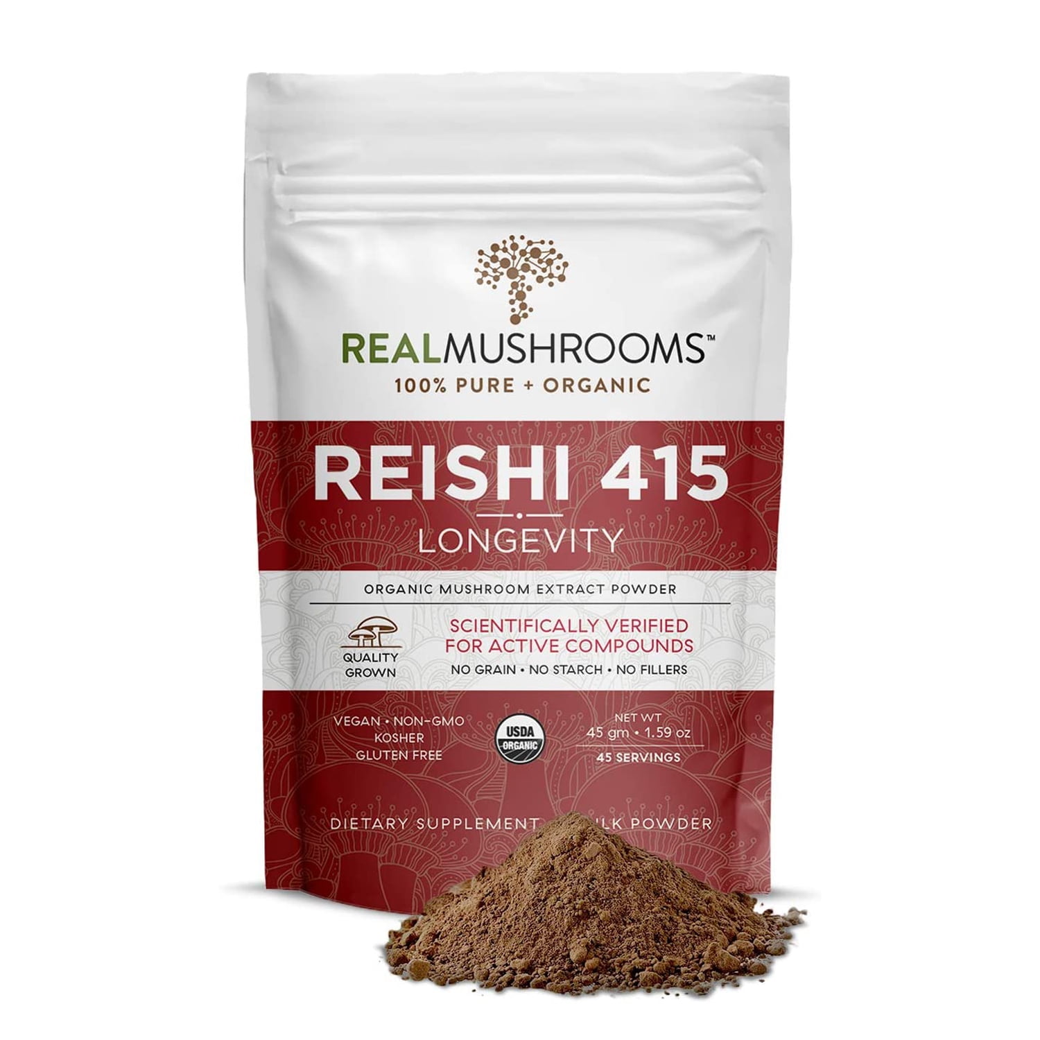 Organic Reishi Mushroom Powder – Bulk Extract by Real Mushrooms ...