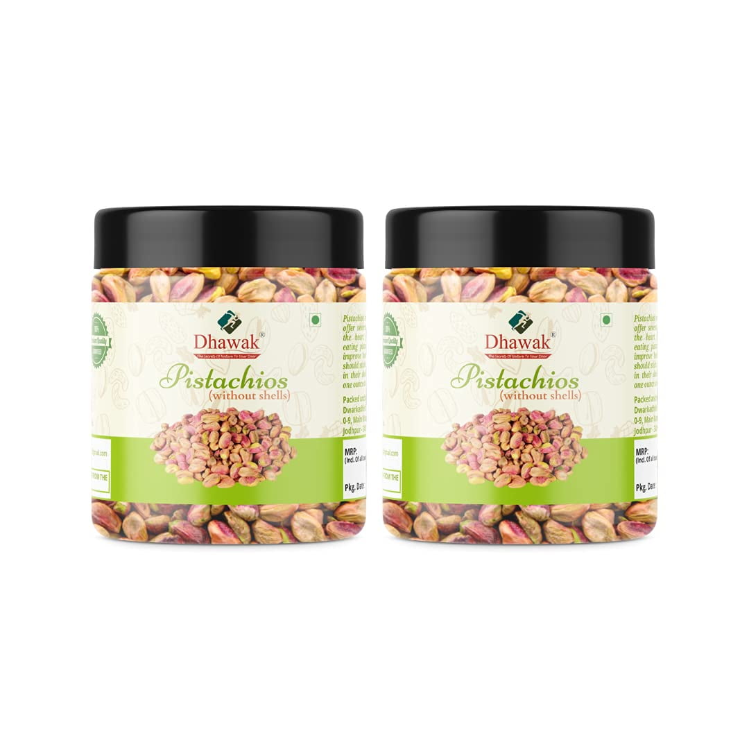 Organic Roasted Pistachios Without Shell By Dhawak 500gm, (250gm * 2 ...