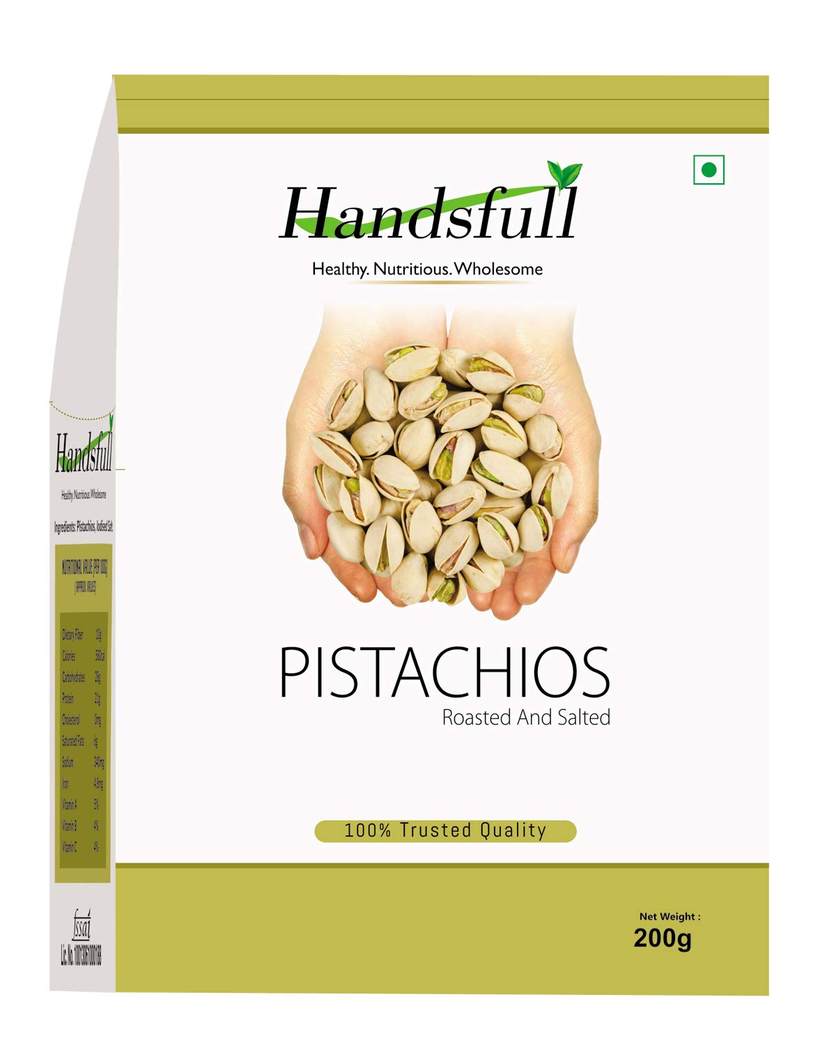 Organic Roasted & Salated Pistachios By Handsfull 200gm, | Good Source Of Protein Fiber ...