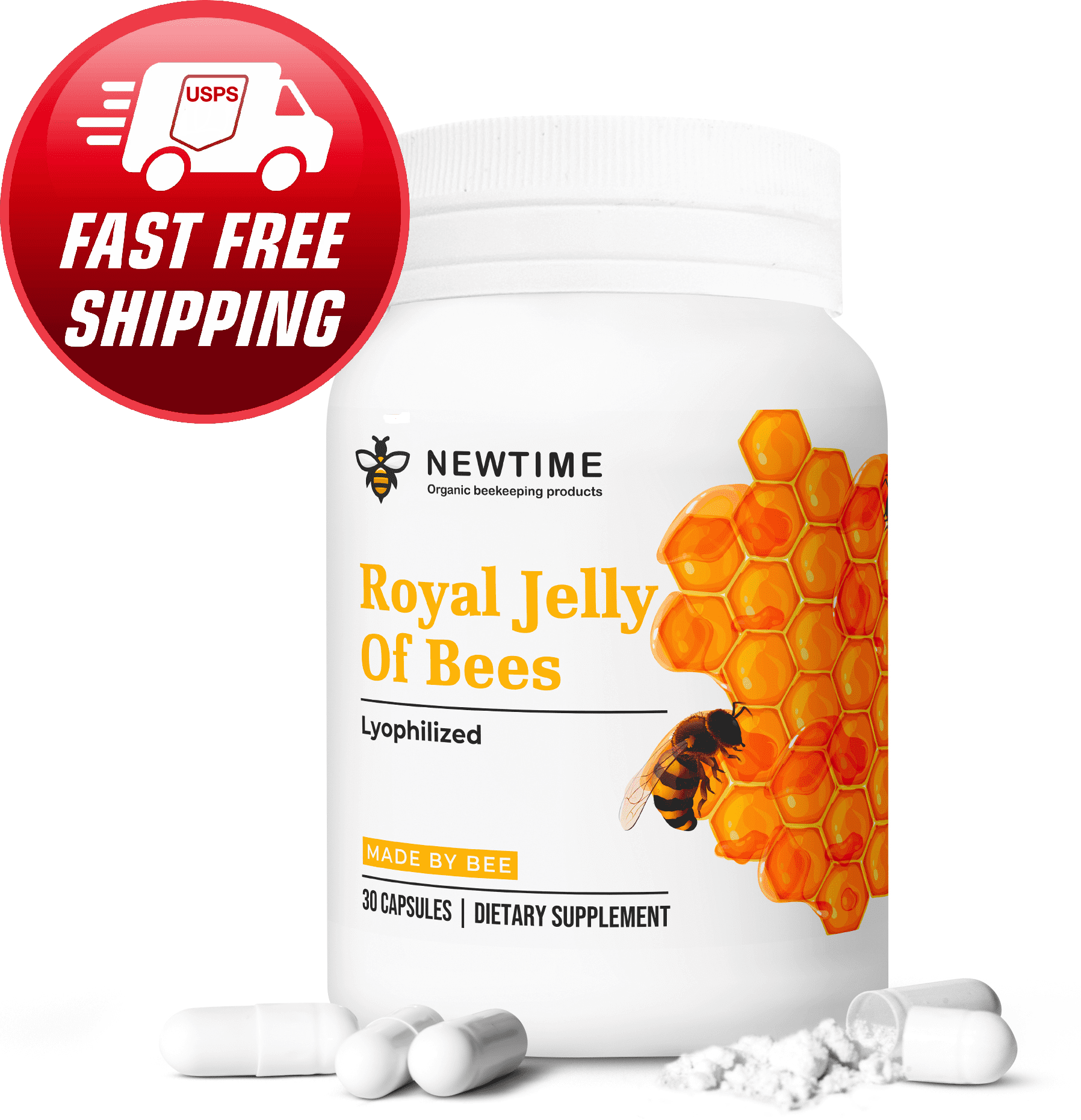 Organic Royal Jelly 350mg per Day (High Strength 5% 10-HDA) Natural Bee ...