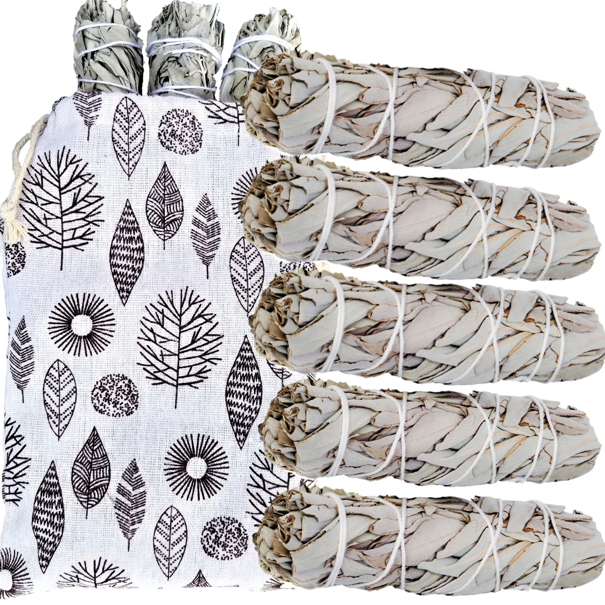 Organic Sage Smudge Sticks 10 Count w/Storage Bag, White Sage Bundles Bulk, Smudging Sticks ...