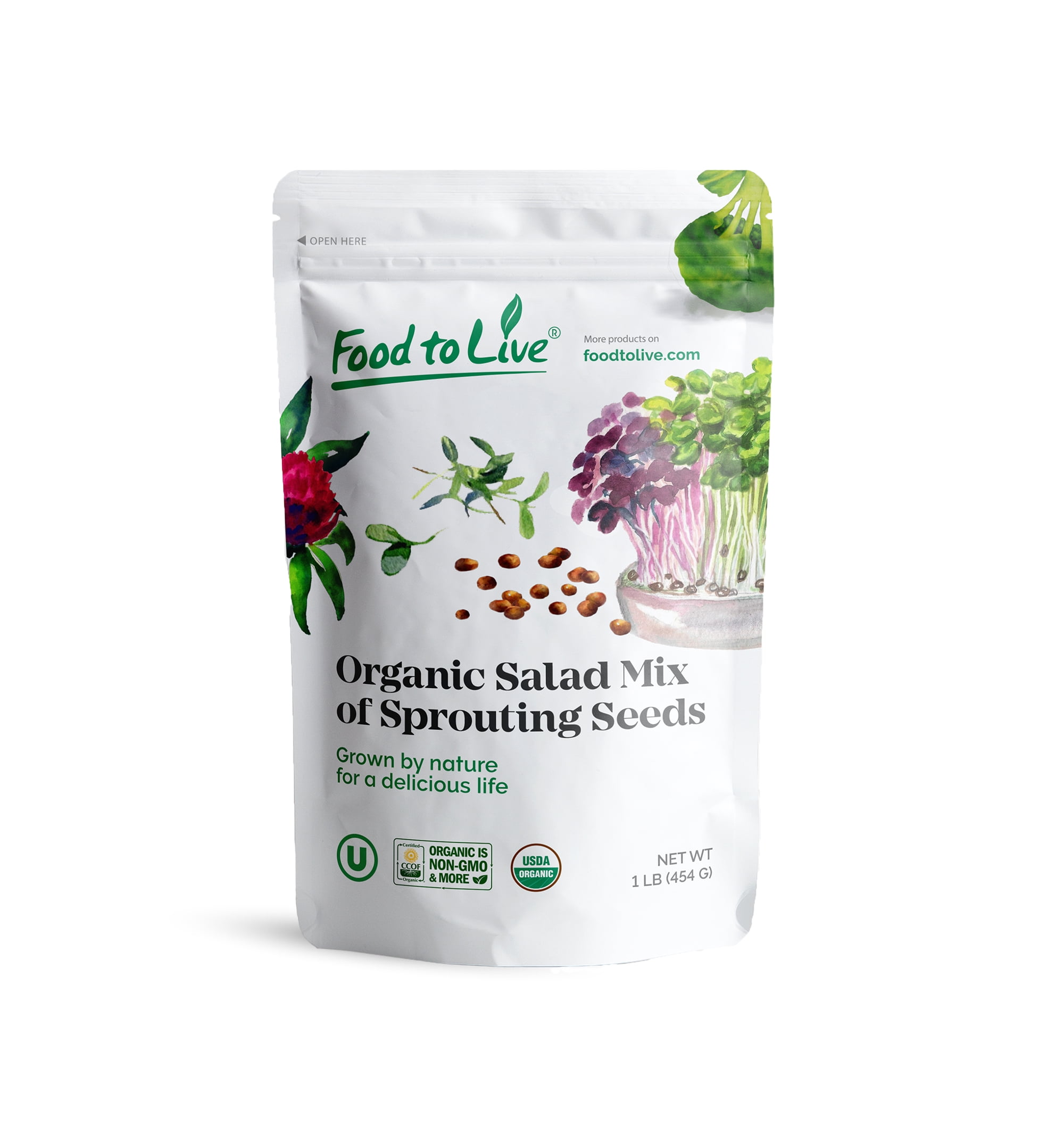 Organic Salad Mix of Sprouting Seeds, 1 Pound — Non-GMO, Raw, Vegan ...