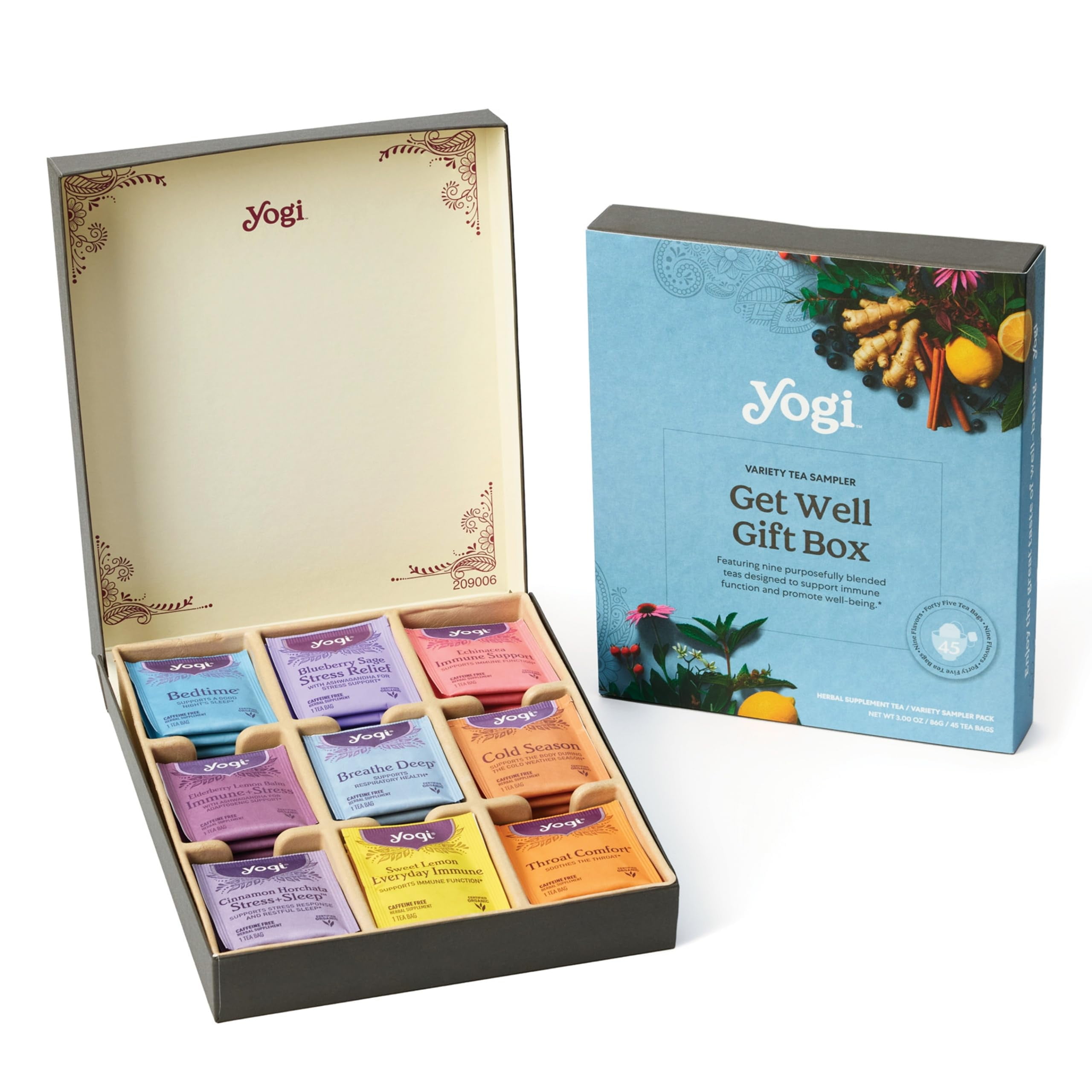 Organic Sampler Gift Box-5 Tea Bags Per Flavor (45 Tea Bags)-Delicious ...