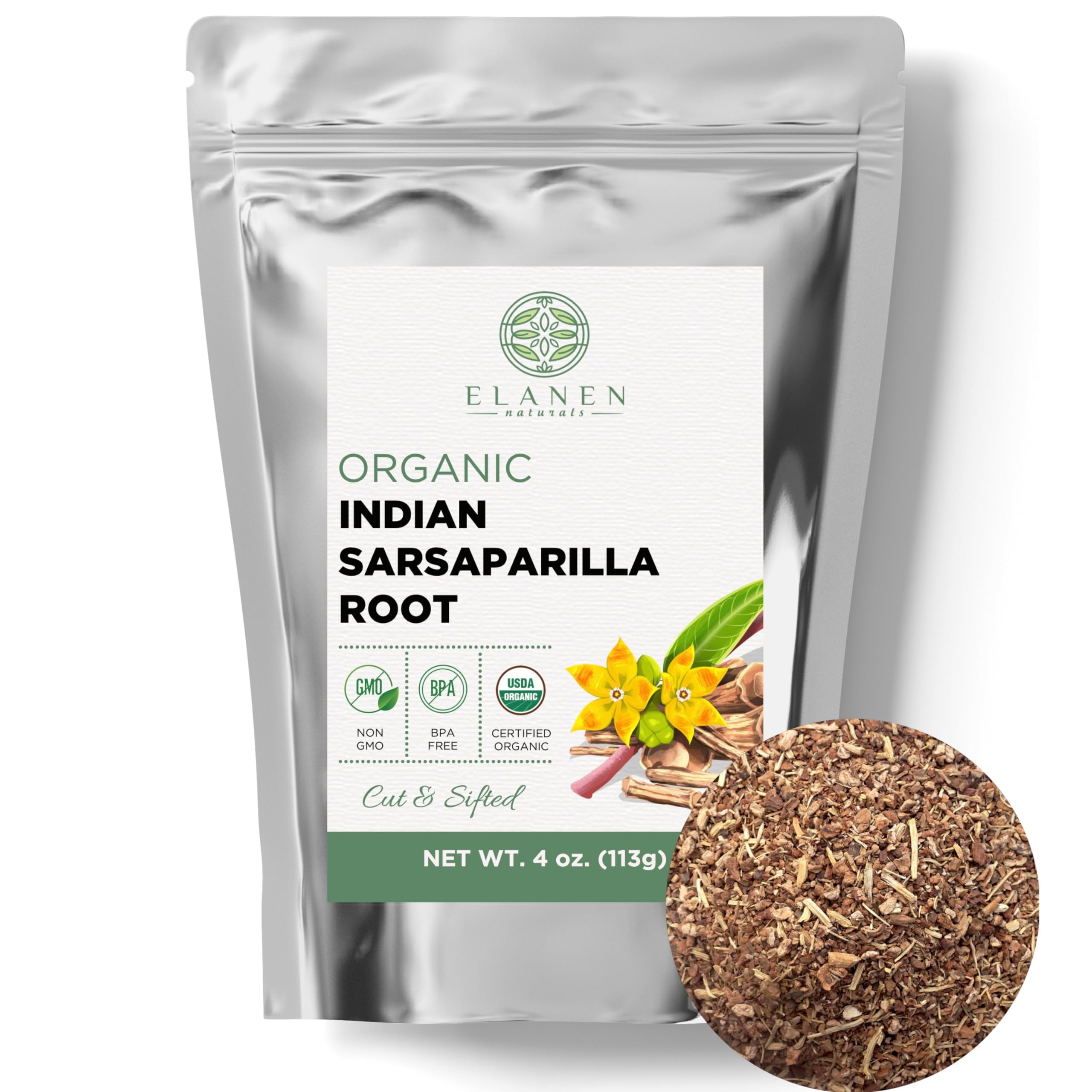 Organic Sarsaparilla Root 4 Oz. (113G), Usda Certified Organic Indian ...