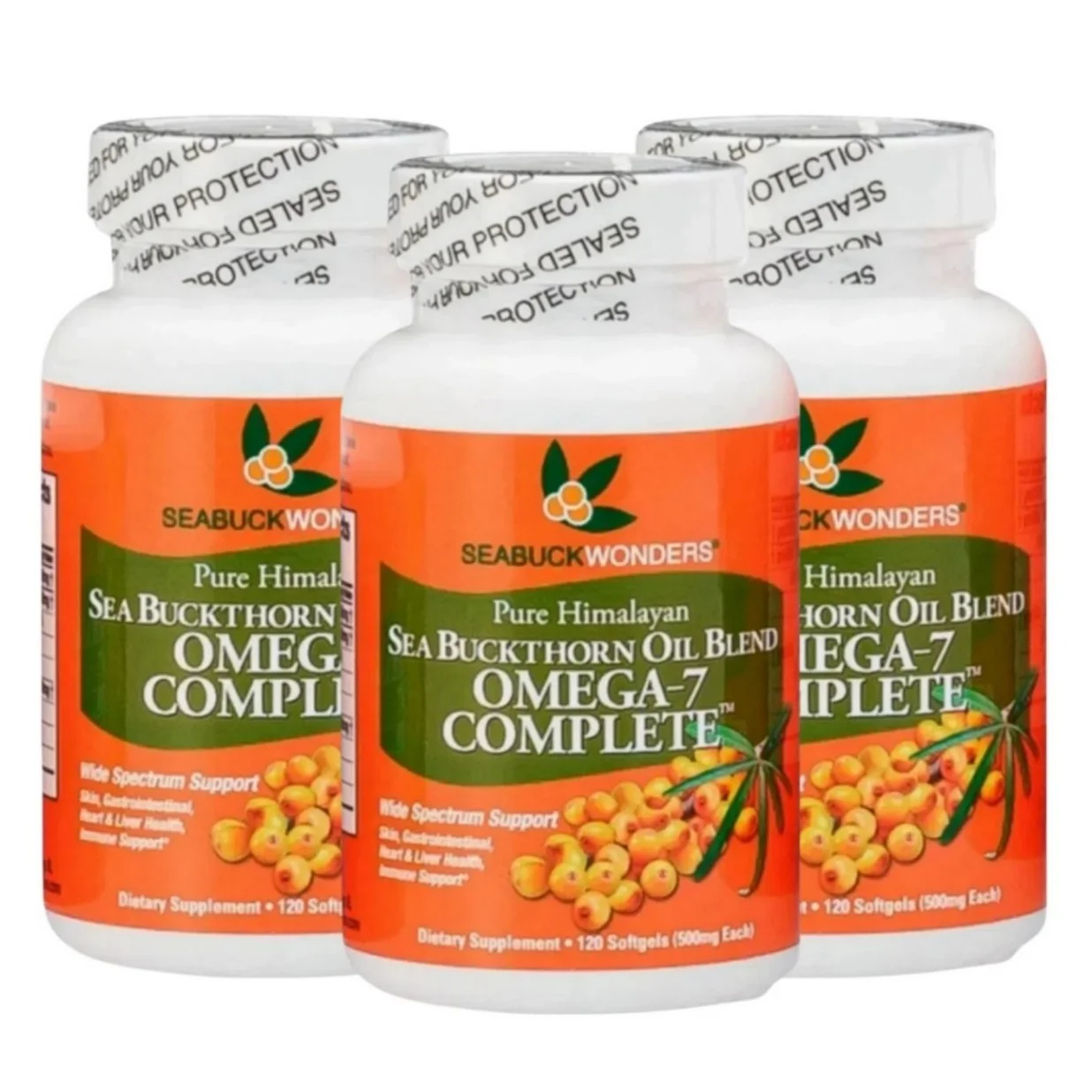 Organic Sea Buckthorn Oil, Omega-7 Complete Softgels, 120 Count, with ...