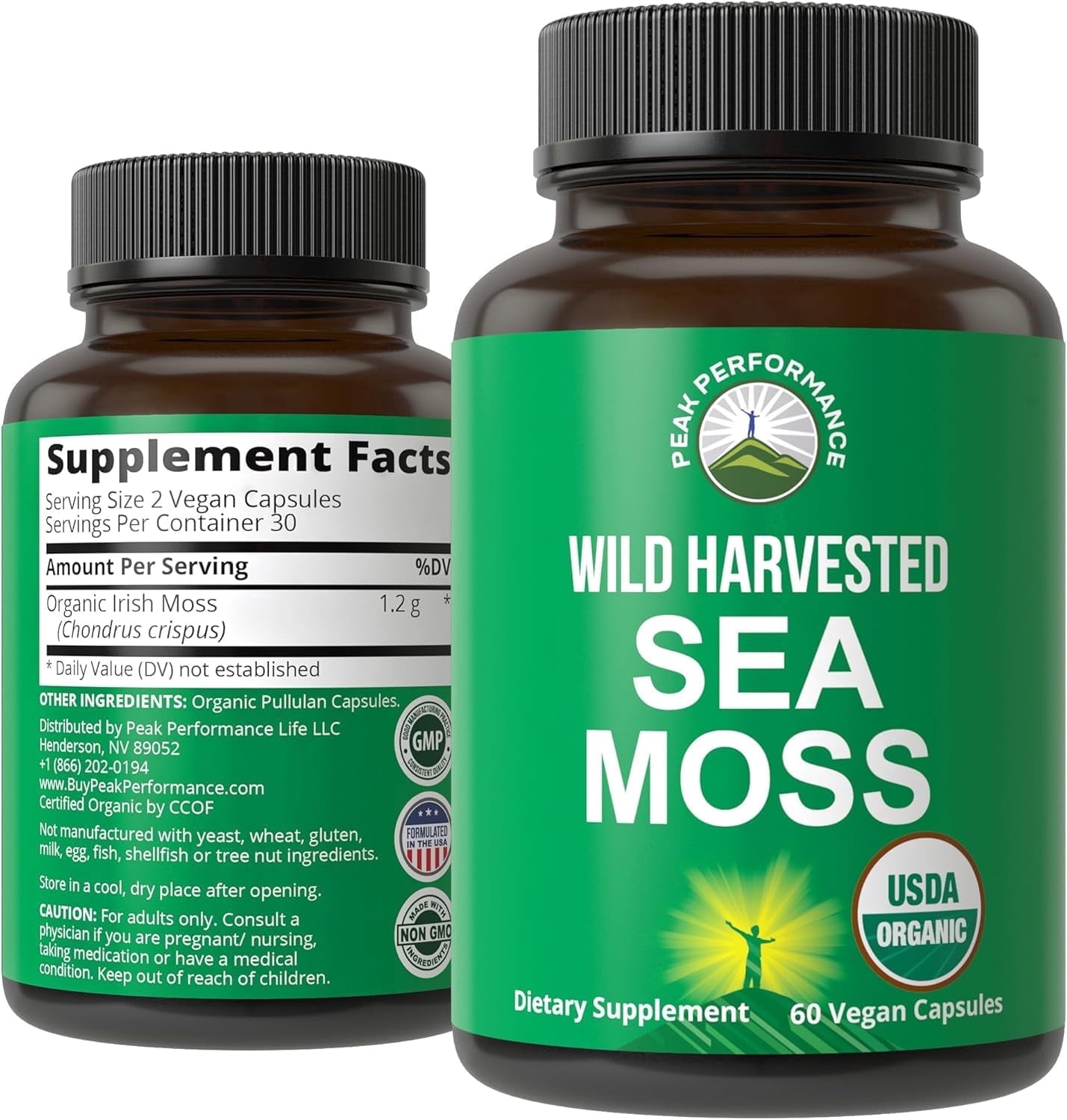 Organic Sea Moss Capsules. Wild Harvested Sea Moss Raw Organic Vegan ...