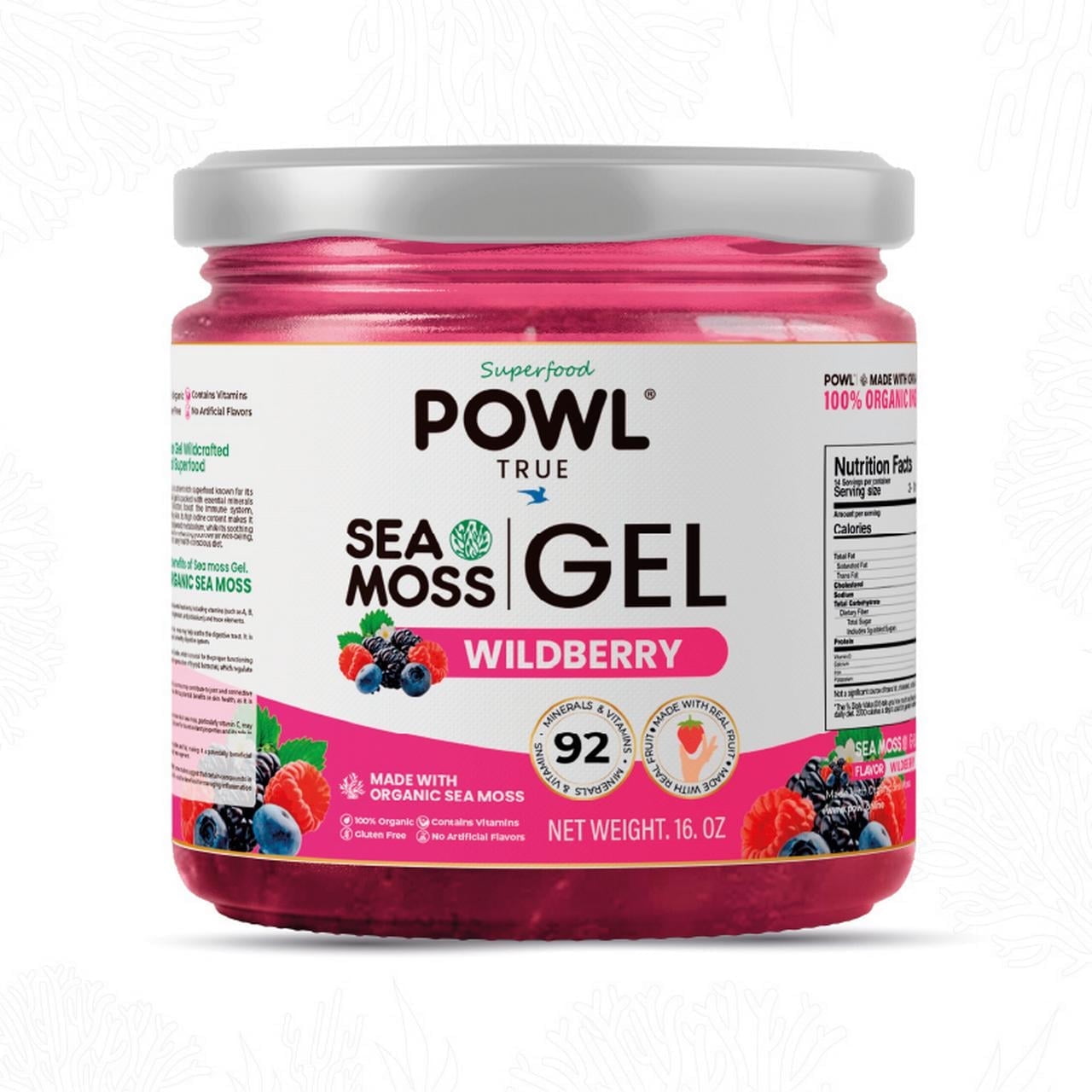 POWL Organic Sea Moss Gel - Wildcrafted Irish Superfood Wildberry Flavor - Walmart.com