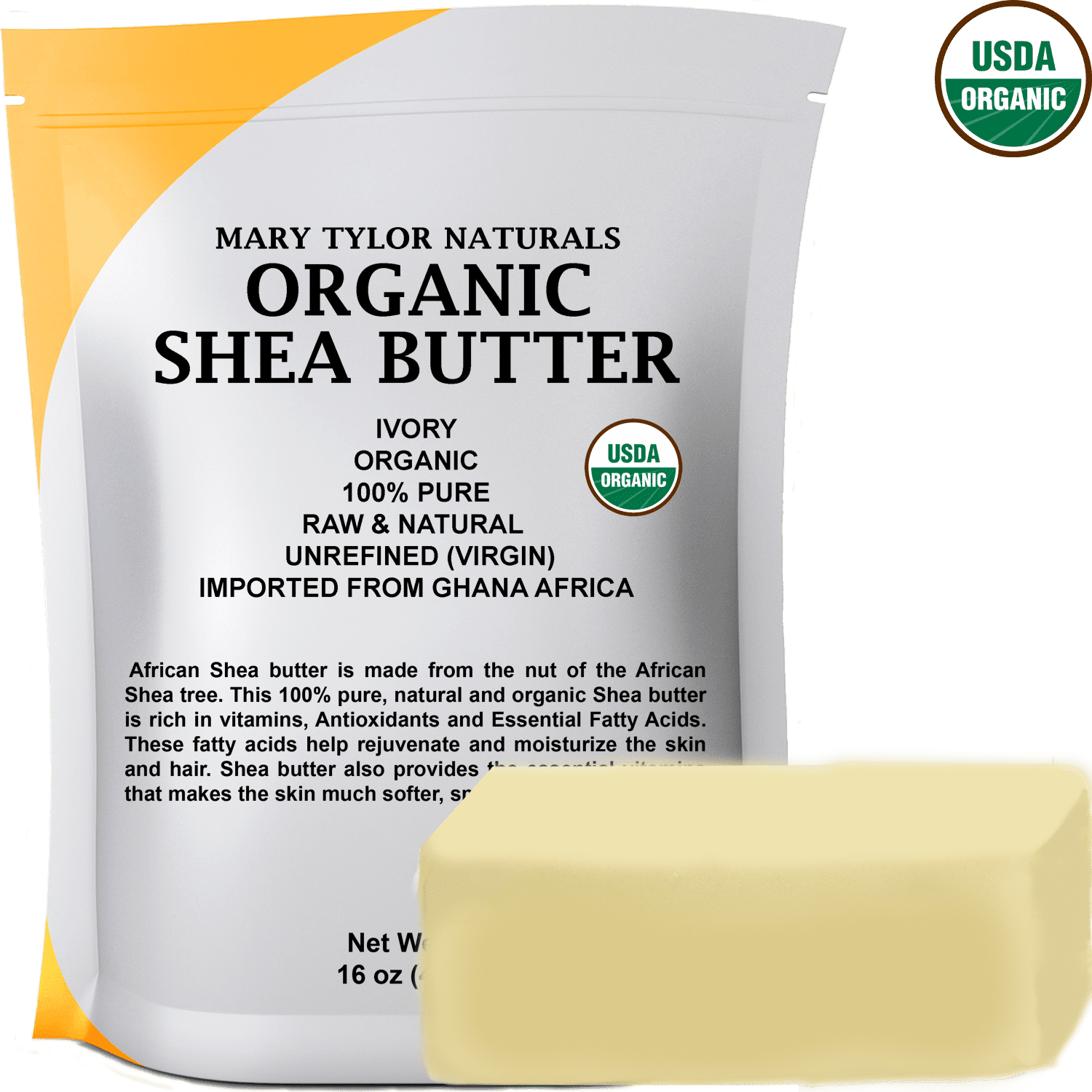 Organic Shea Butter 1 Lb 16 Oz Raw Unrefined Ivory Grade A Amazing