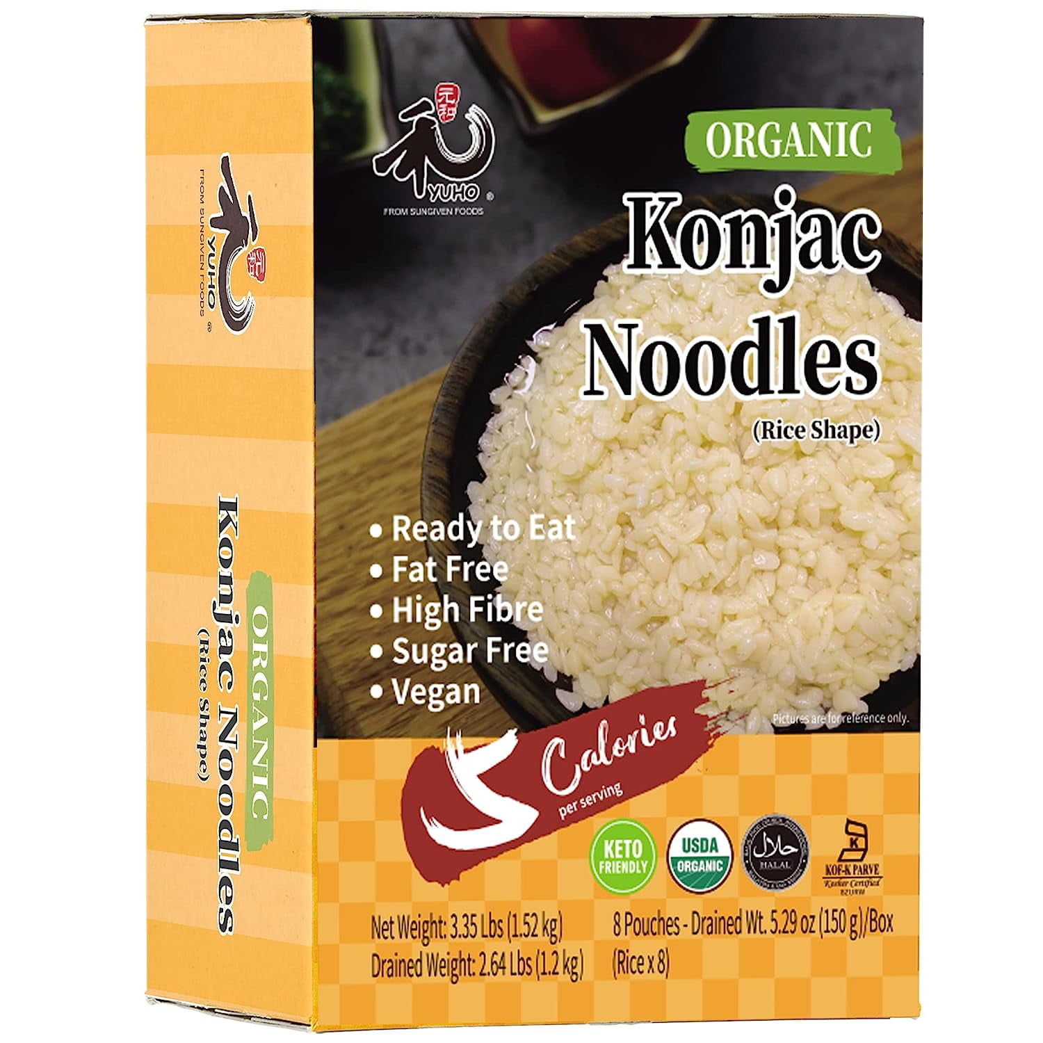 Organic Shirataki Rice 8 Pack, Organic Konjac Oat Rice, Ready To Eat ...