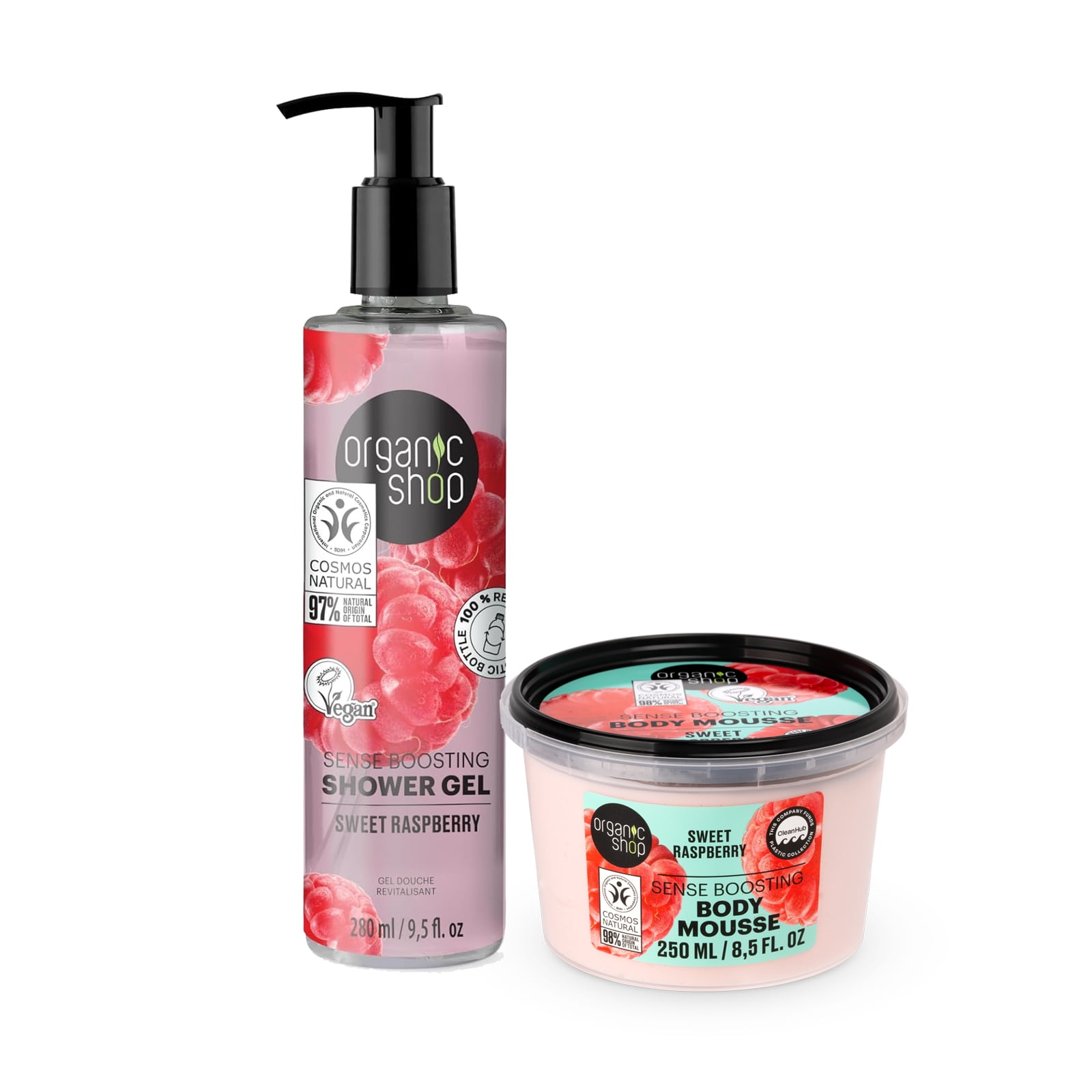 Organic Shop Sweet Raspberry Sense Boosting Body Cream & Shower Gel ...