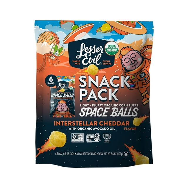 Organic Snack Pack Space Balls Interstellar Cheddar 6 Packs Pack of 2 ...