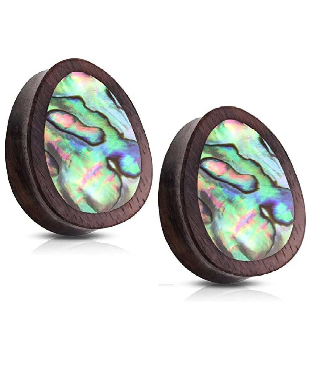 Organic Sono Wood Abalone Inlaid Tear Drop Saddle Plugs - Walmart.com